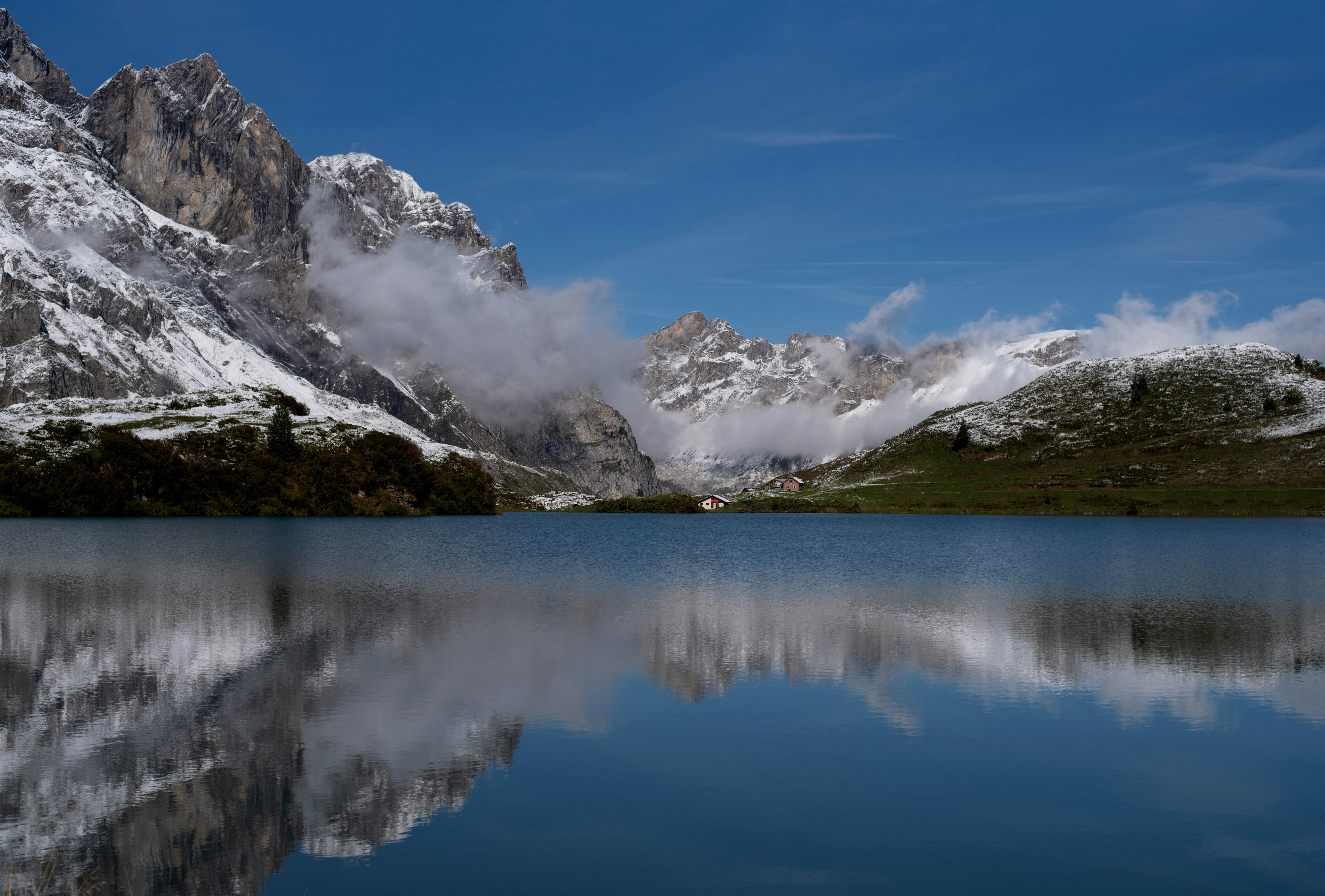 Mirror Lake Under Snowbound Peaks