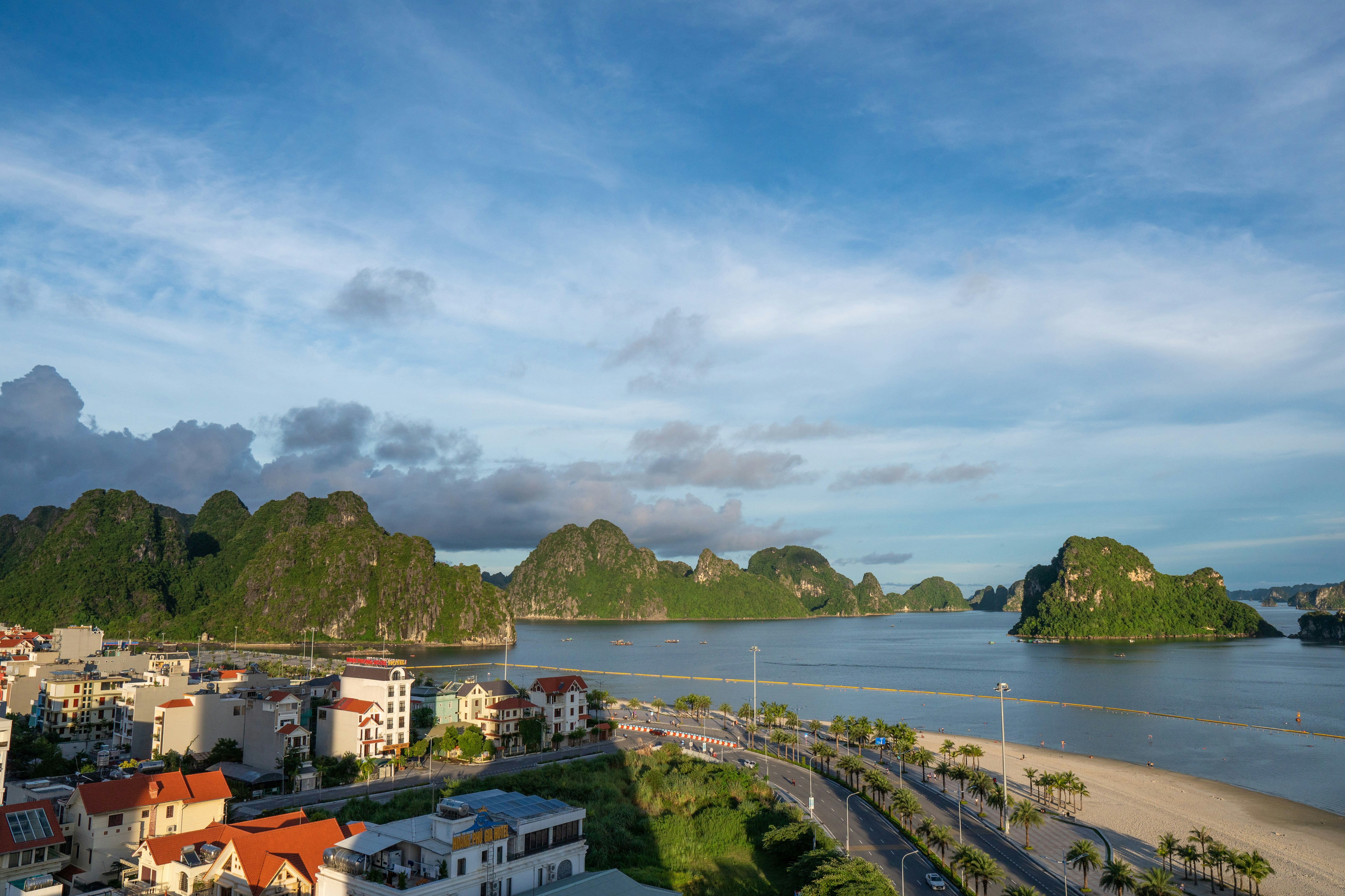 Harbor Edge: A Coastal Town Bordered by Limestone Islets