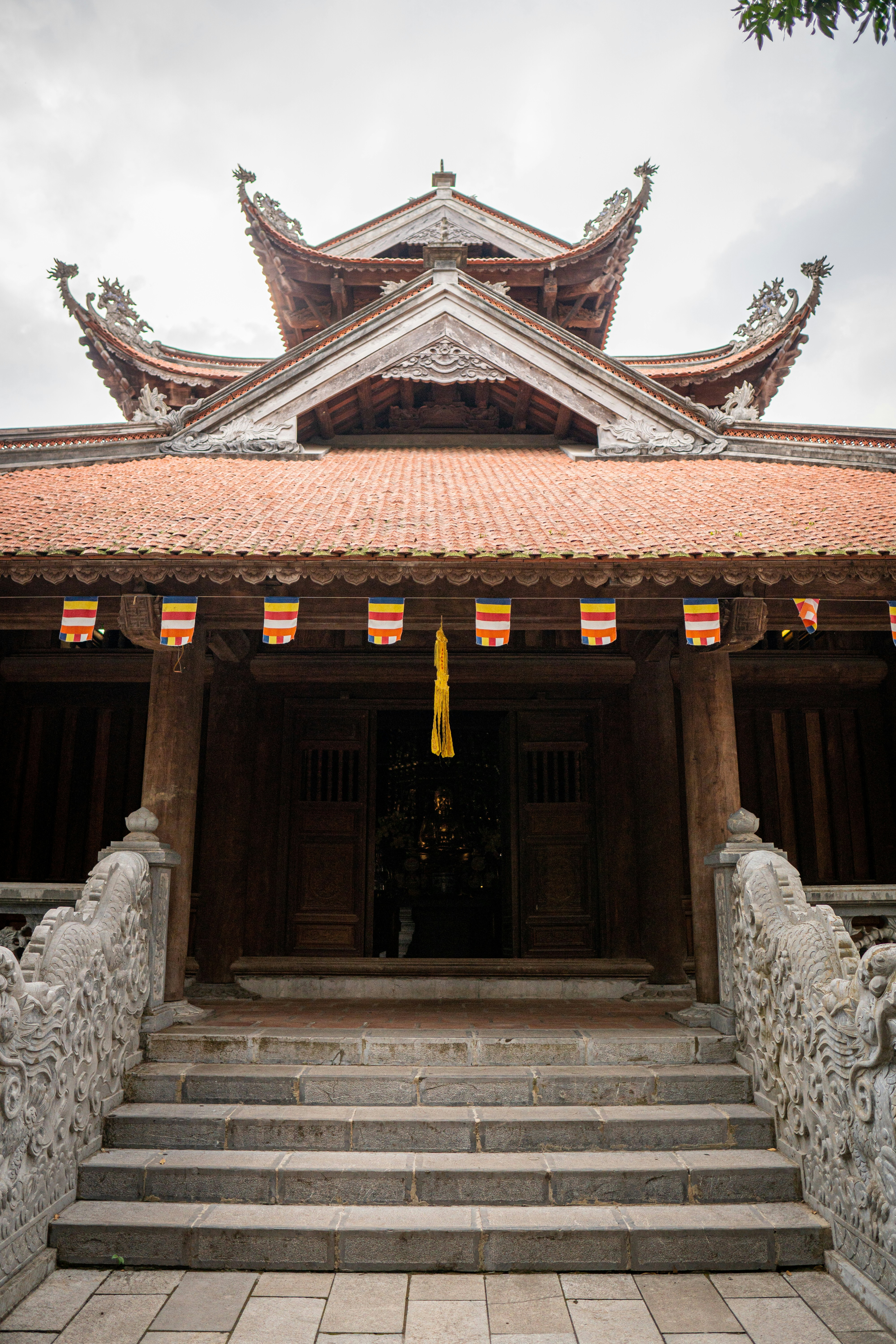 Temple Staircase to a Lanterned Shrine