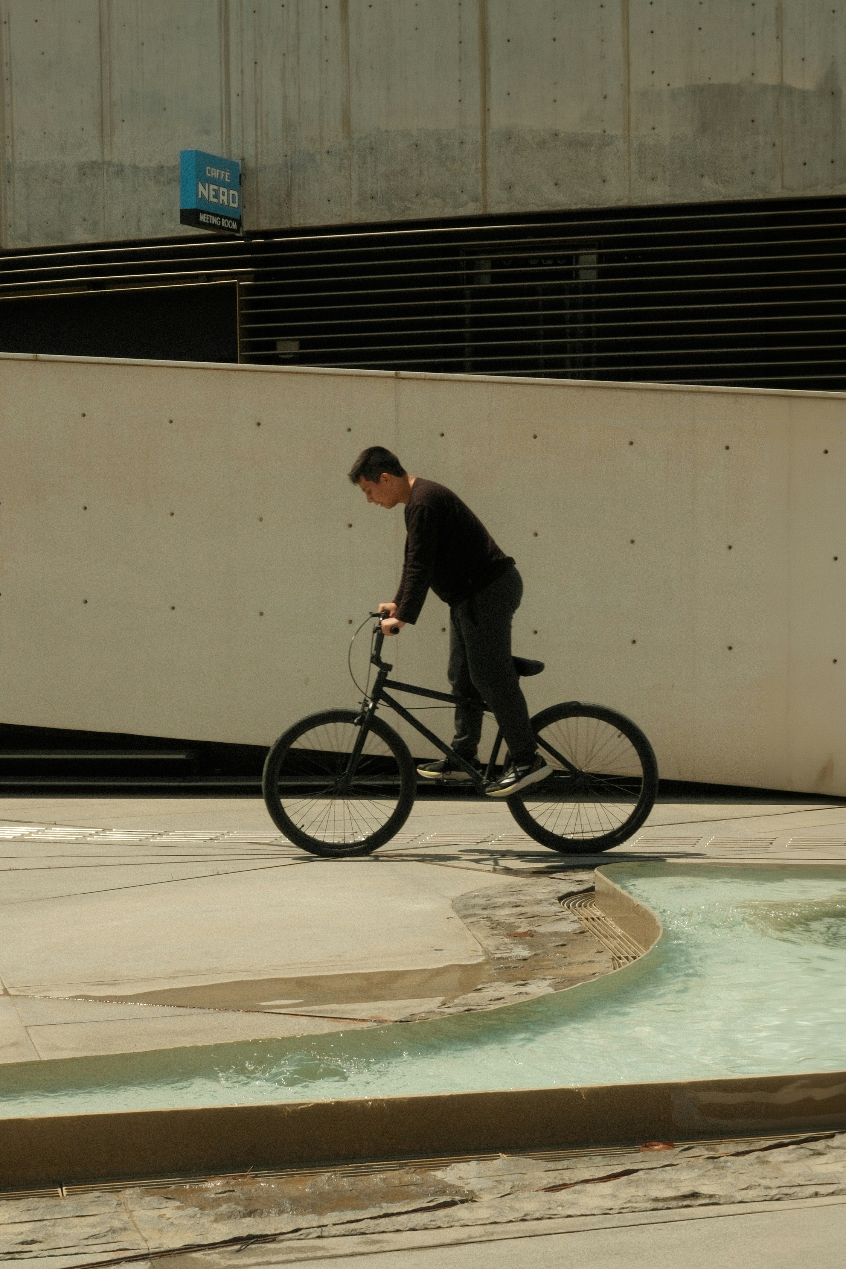 Cyclist in Quiet Urban Geometry