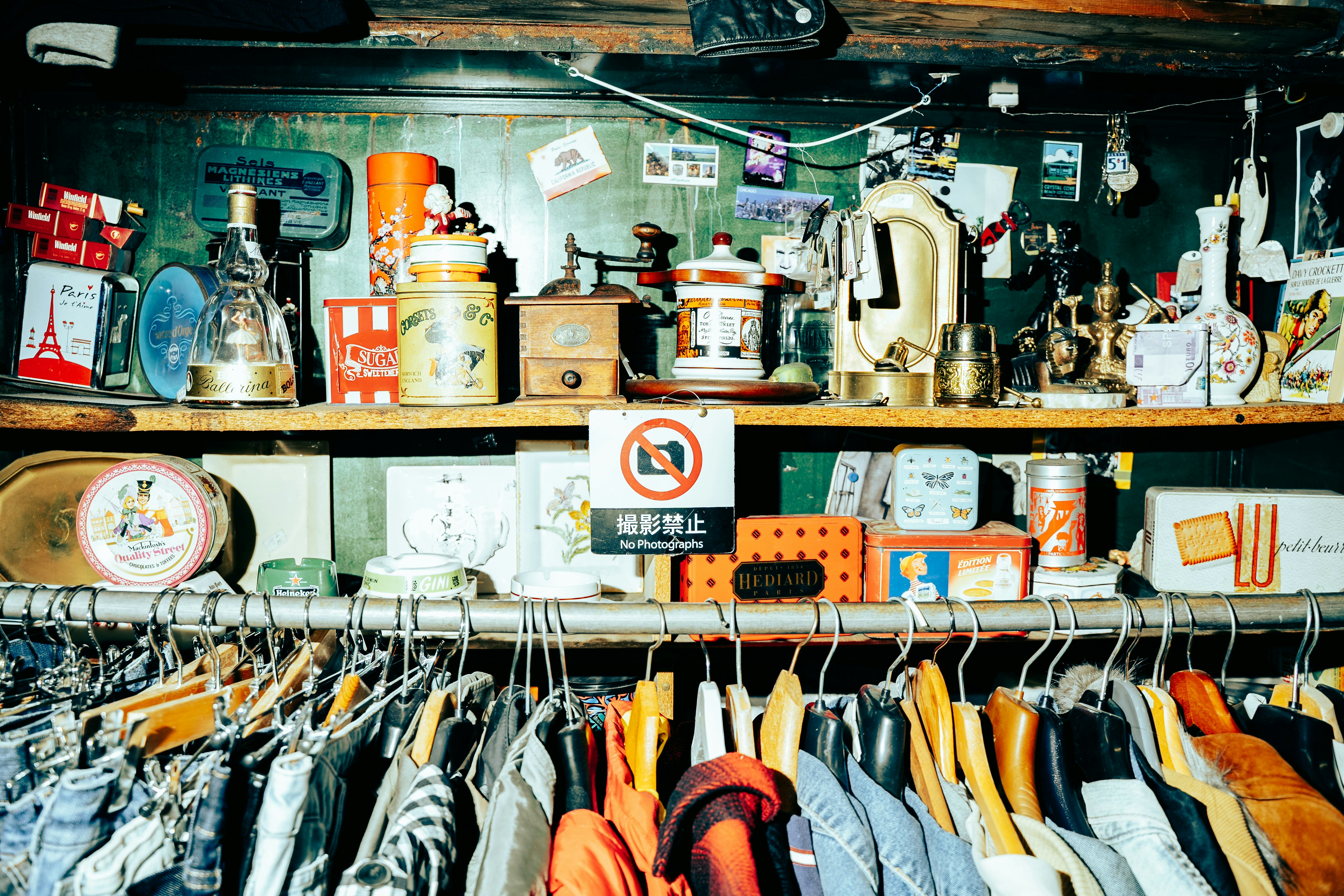 Shelf of Trinkets and Hangers: A Retro Miniature Still-Life