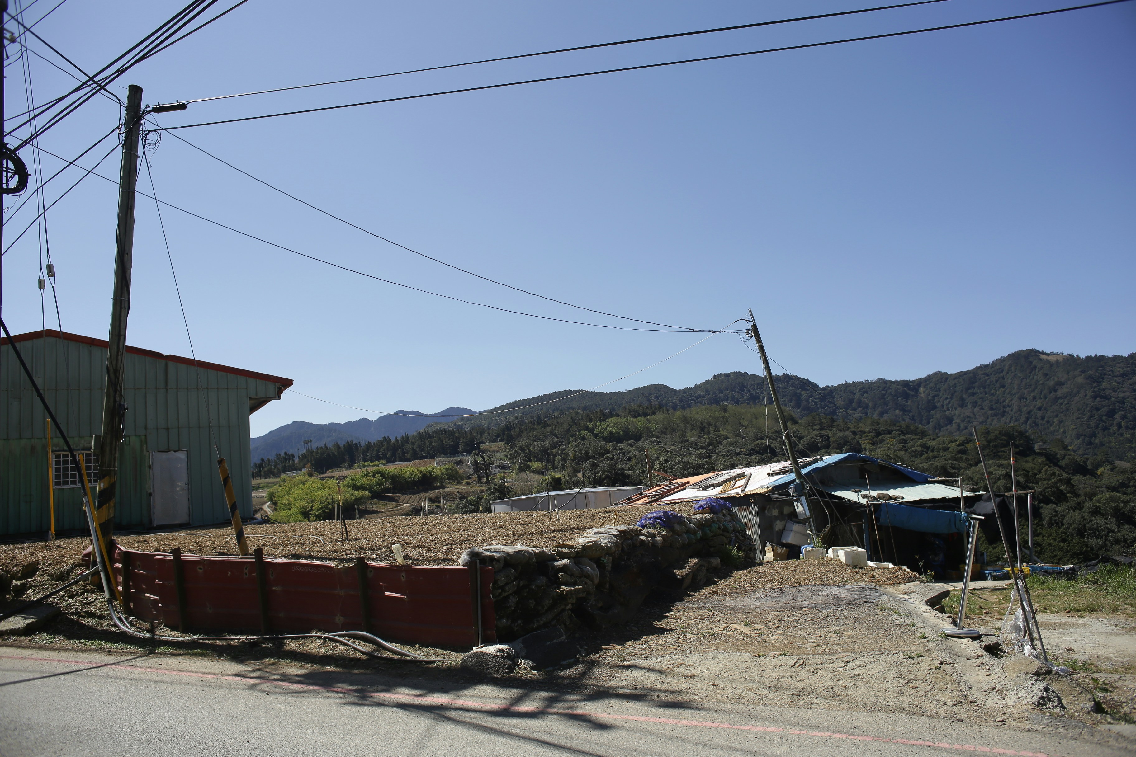Rural Construction Cliffs and Distant Hills