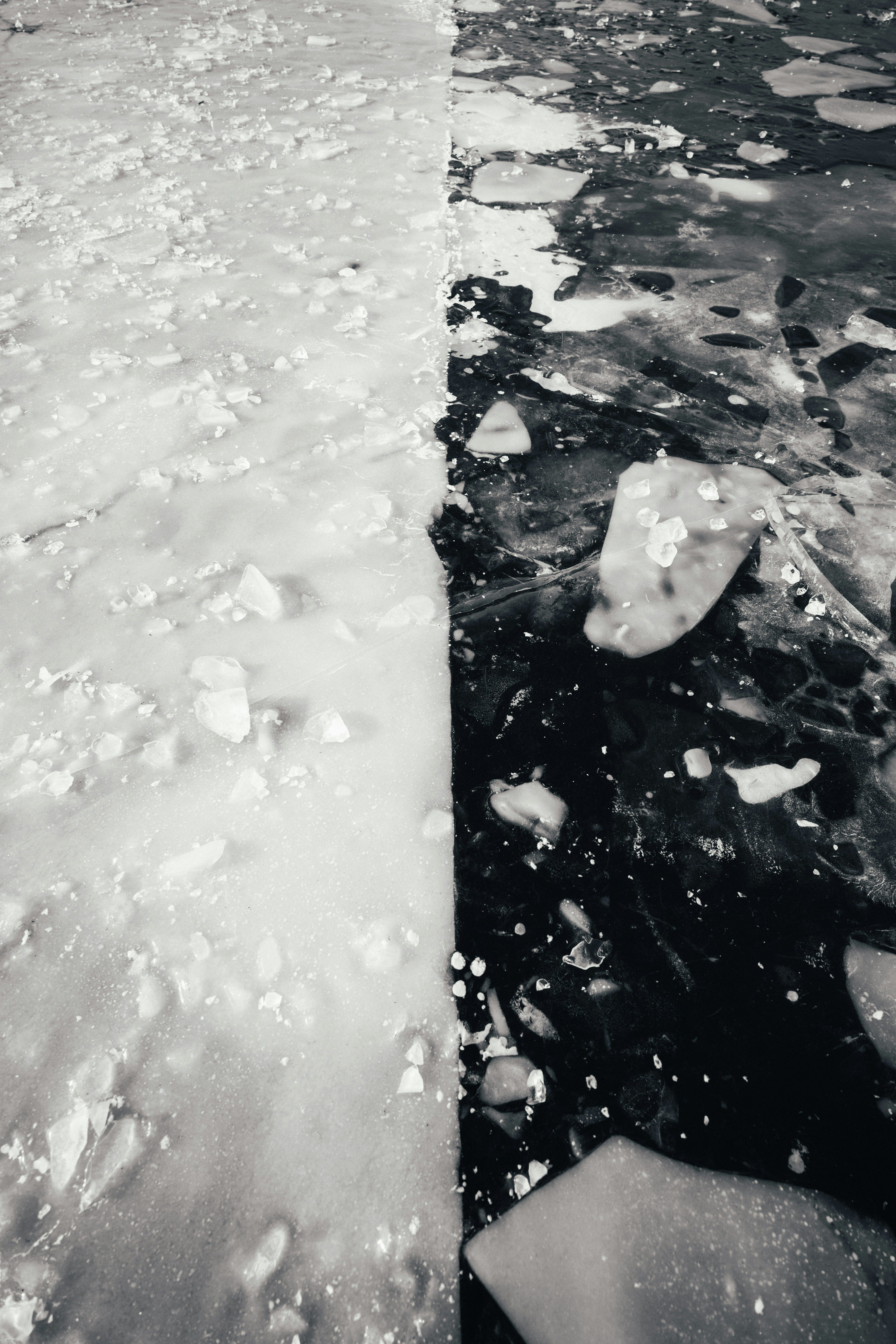 Split Ice: Boundary Between Snow and Sea Ice