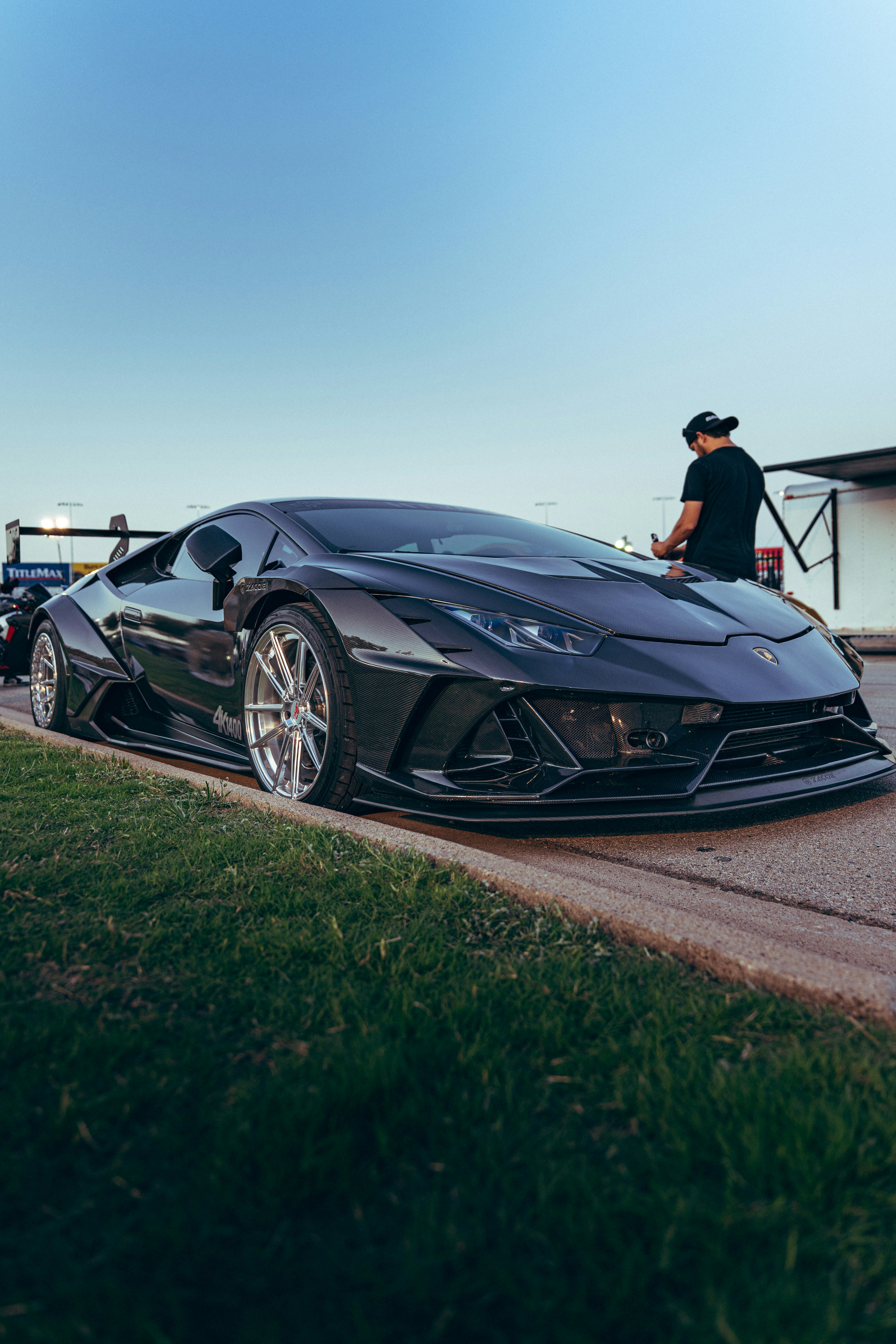 Midnight Beast: A Sleek Lamborghini Anchored by the Daylight