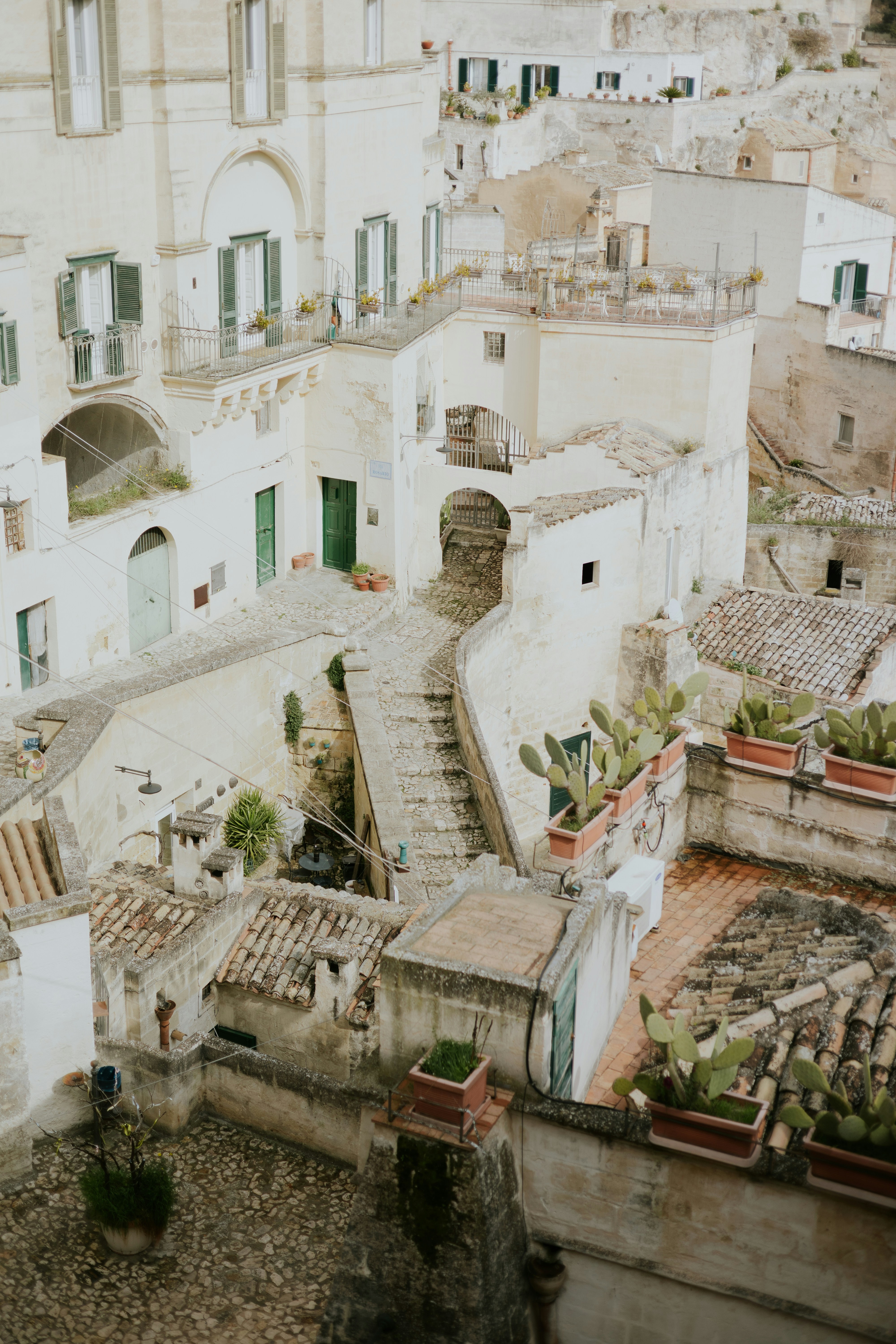 Terraced Sicilian Staircase: A Sunlit Village Between Stone and Sky