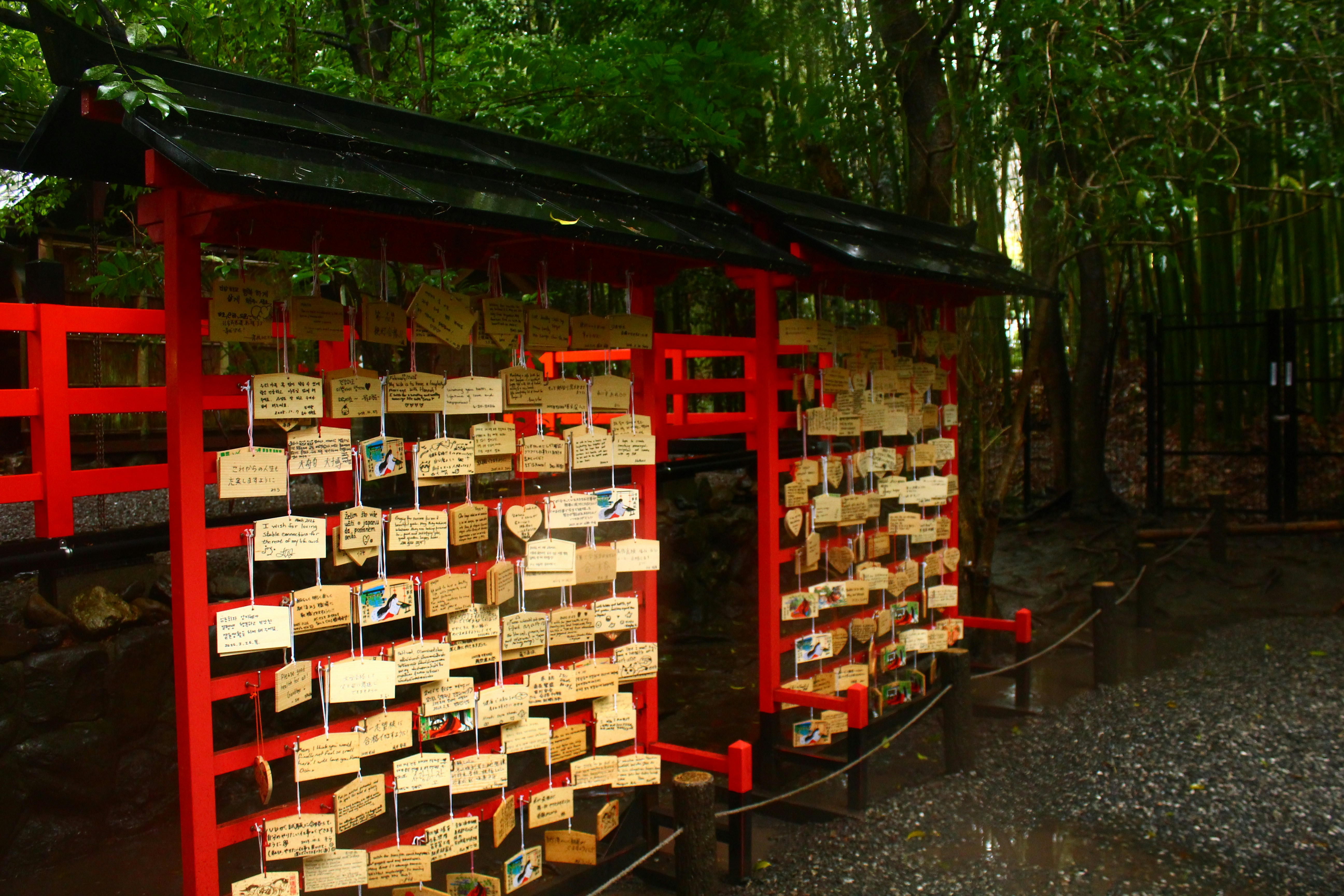 Red Shrine of Wishes: Cards on a Bracketed Wall