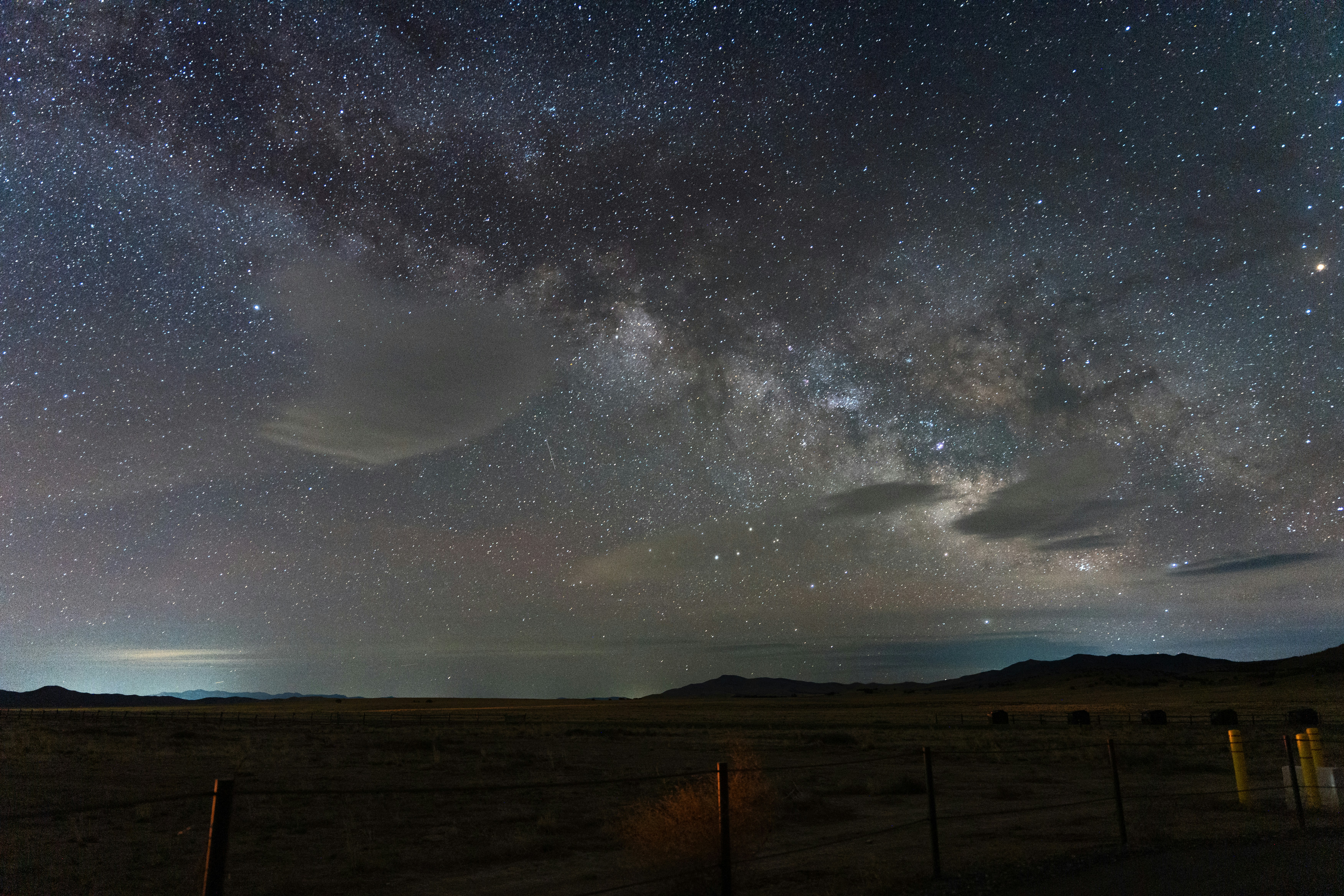 Milky Way Over Fenced Desert: A Quiet Night Sky