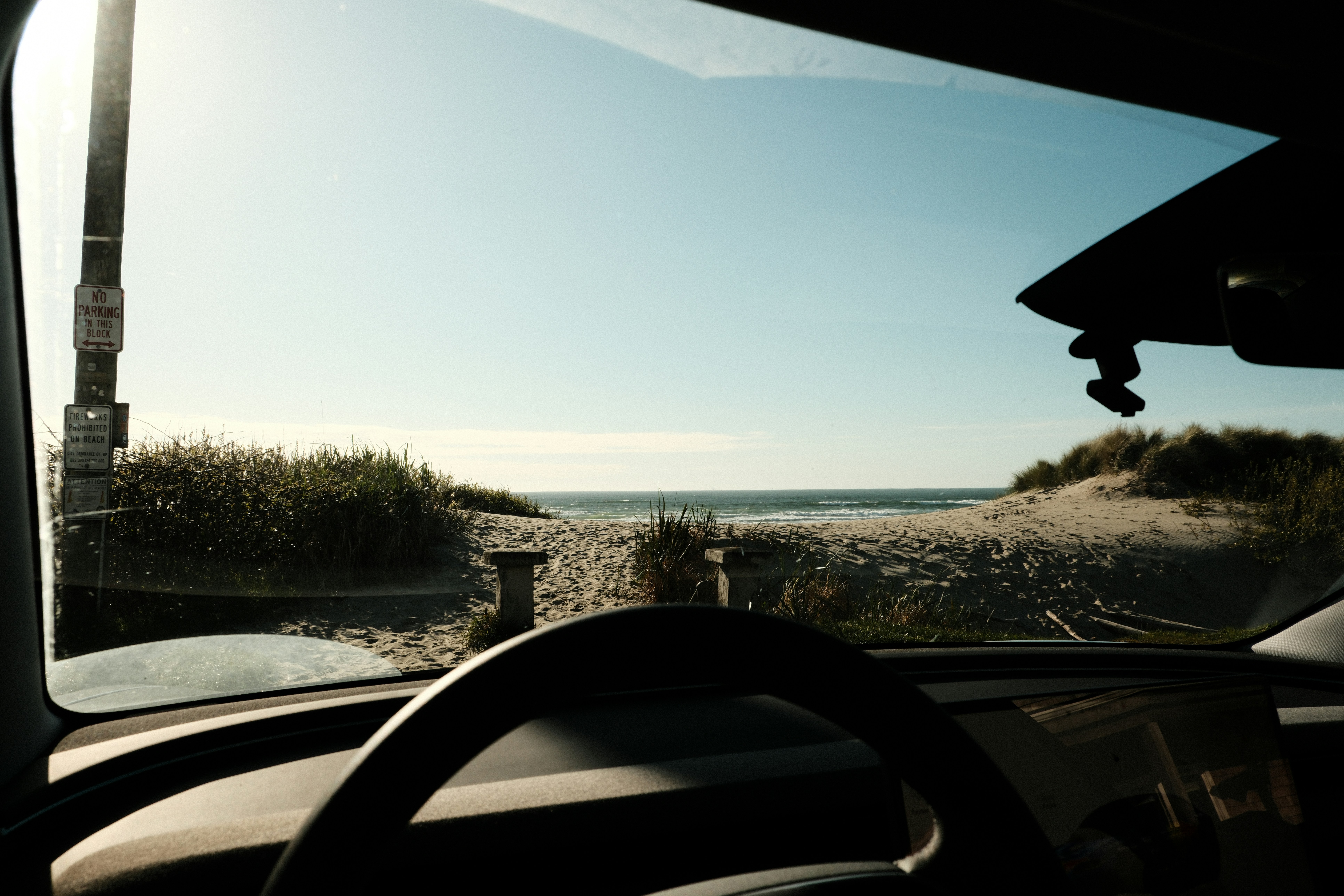 Coastal Drive: Horizon Framed by Car Window