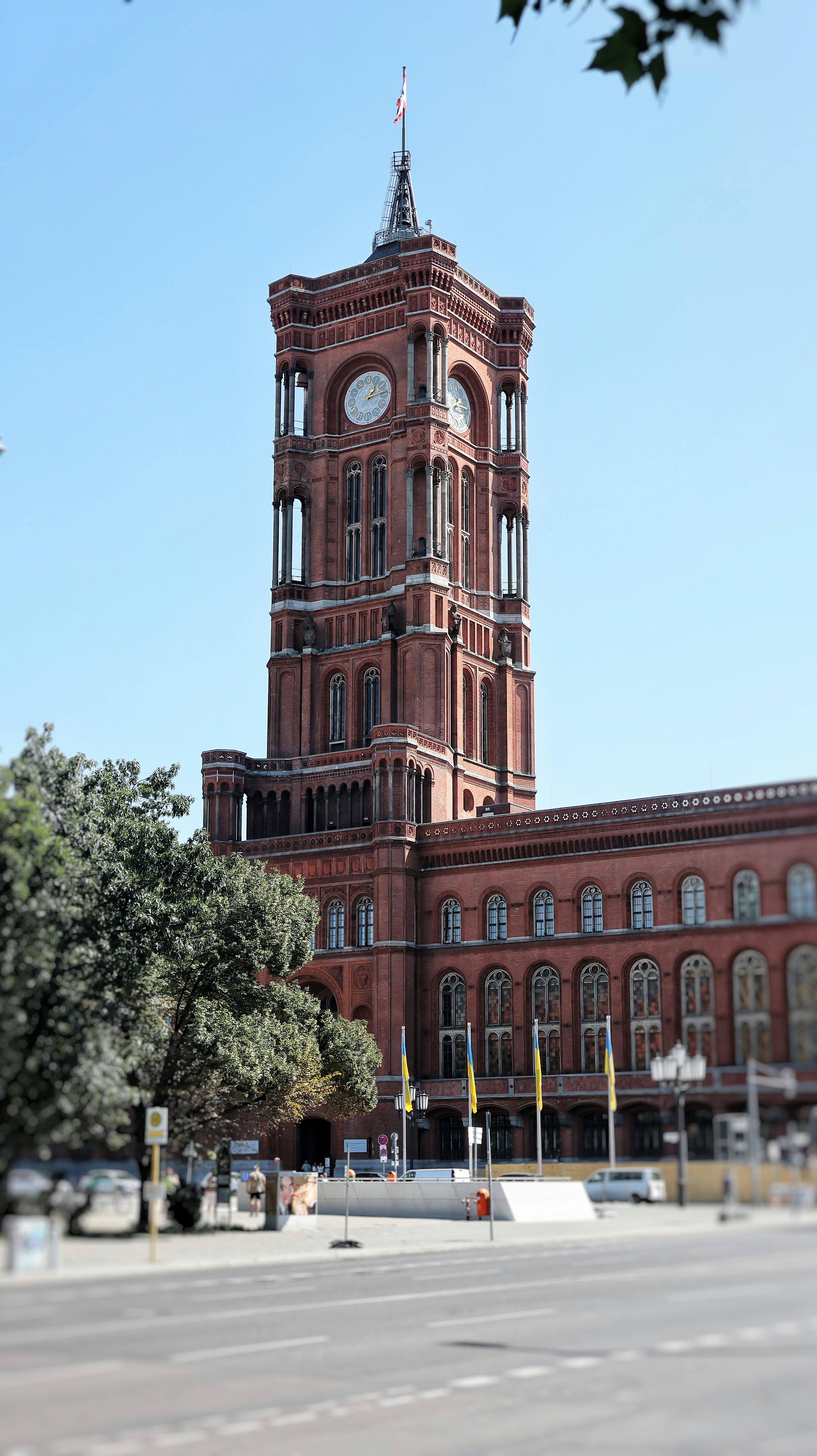 Red Brick Clock Tower Piercing the Sky