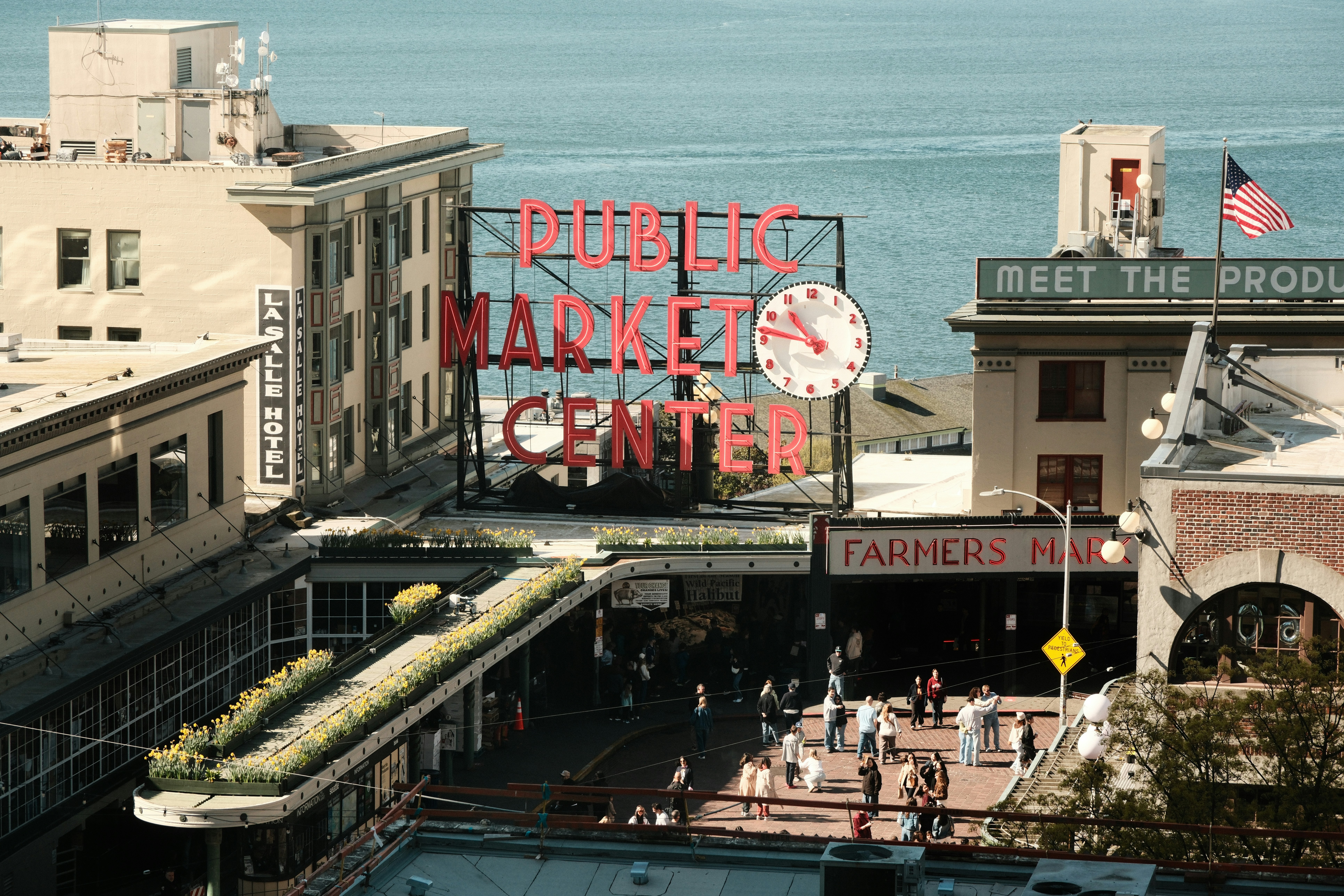 Public Market Center Anchored by a Coastal Skyline