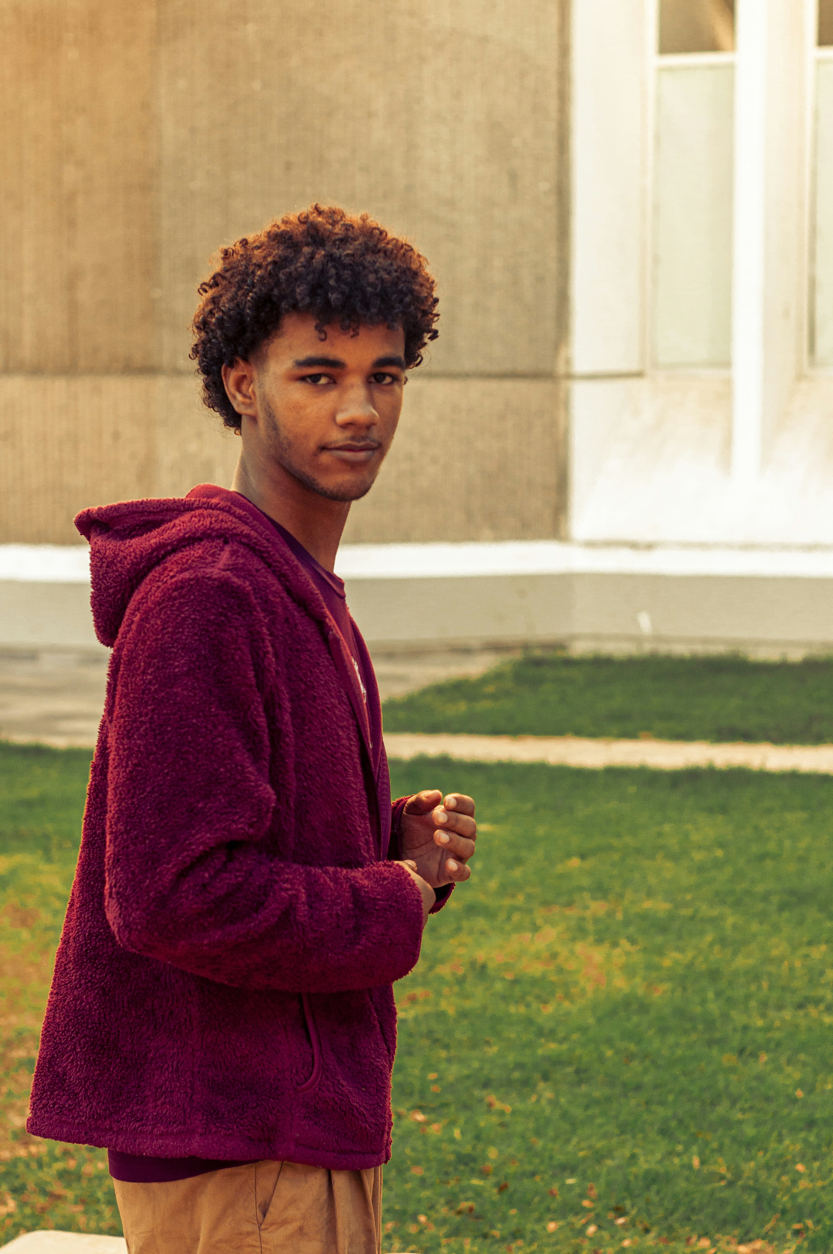 Youthful Gaze in Warm Exterior Light