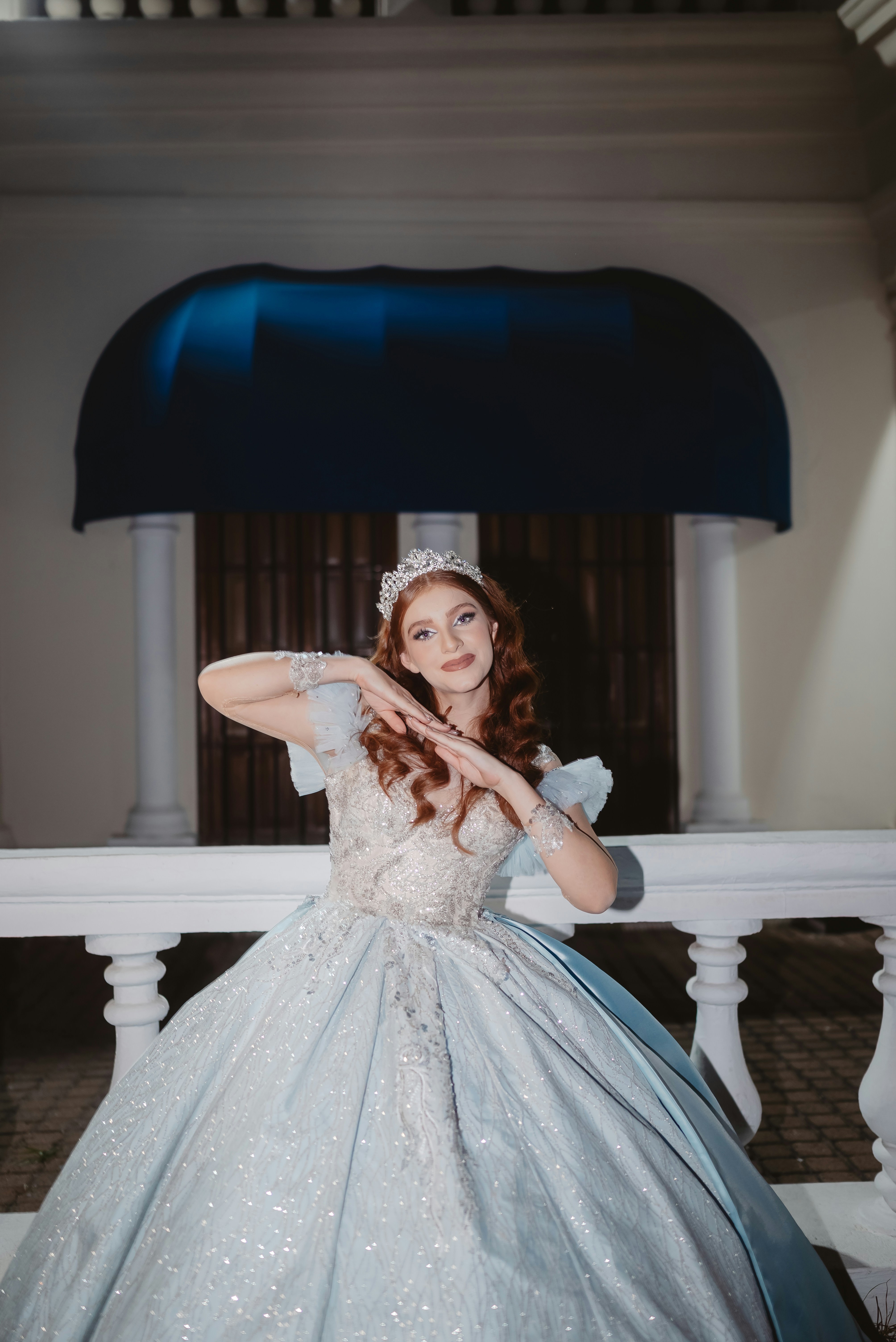 Cinderella Moment: A Dressed-To-Impress Portrait in Front of a Grand Entrance