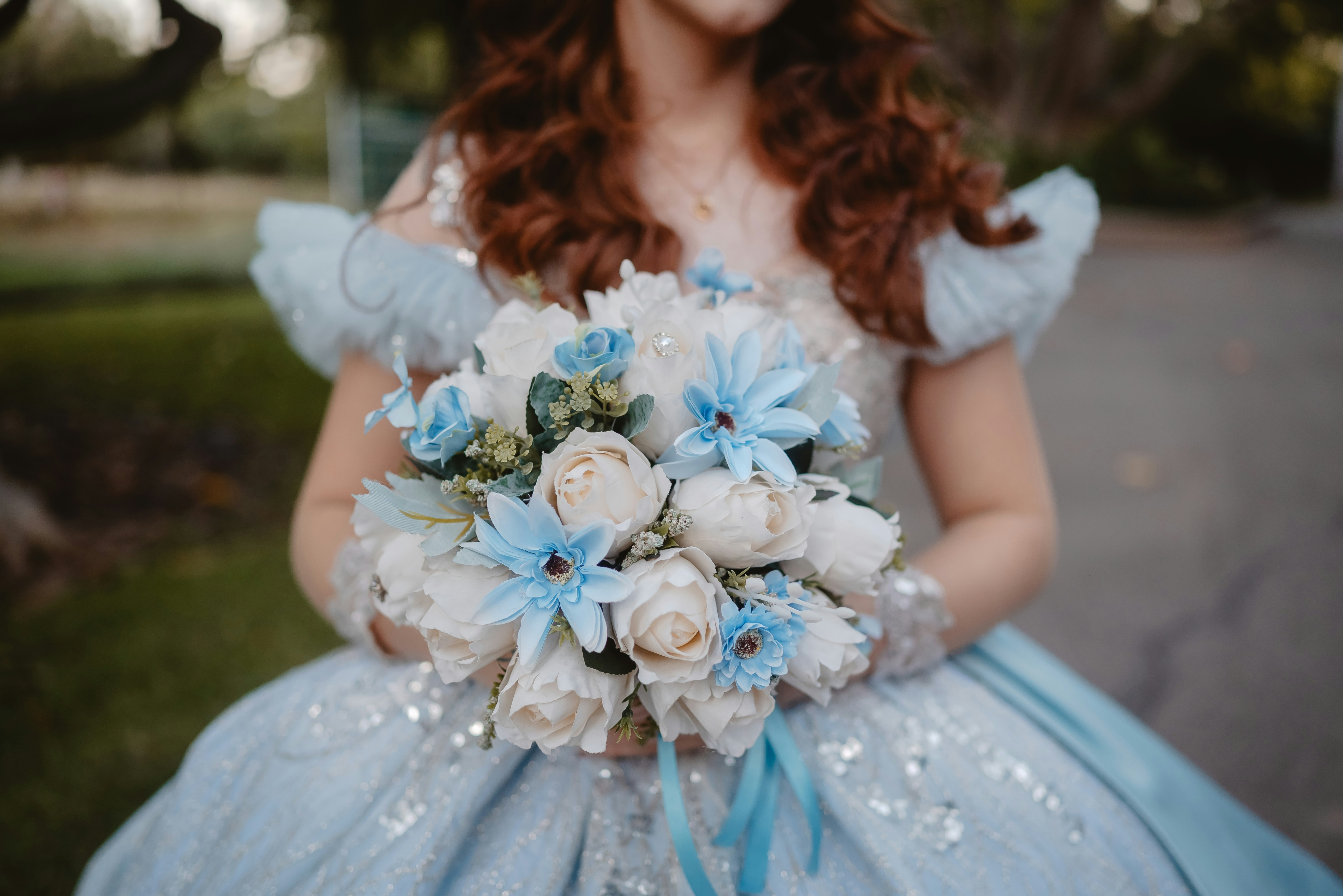 Blue-Blossom Bride in Soft Lavender Light