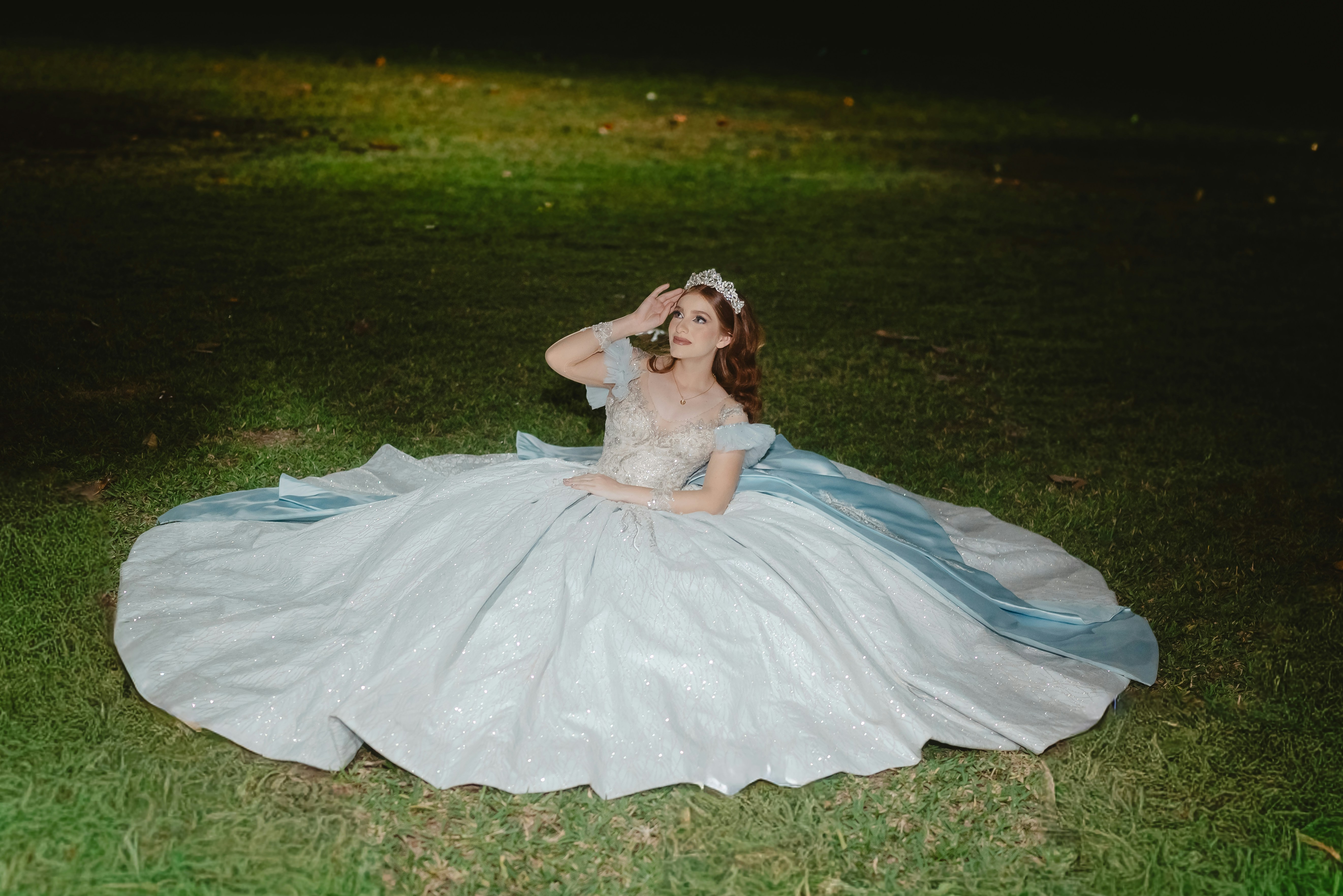 Moonlit Gown on the Green: A Bridal Moment in the Park
