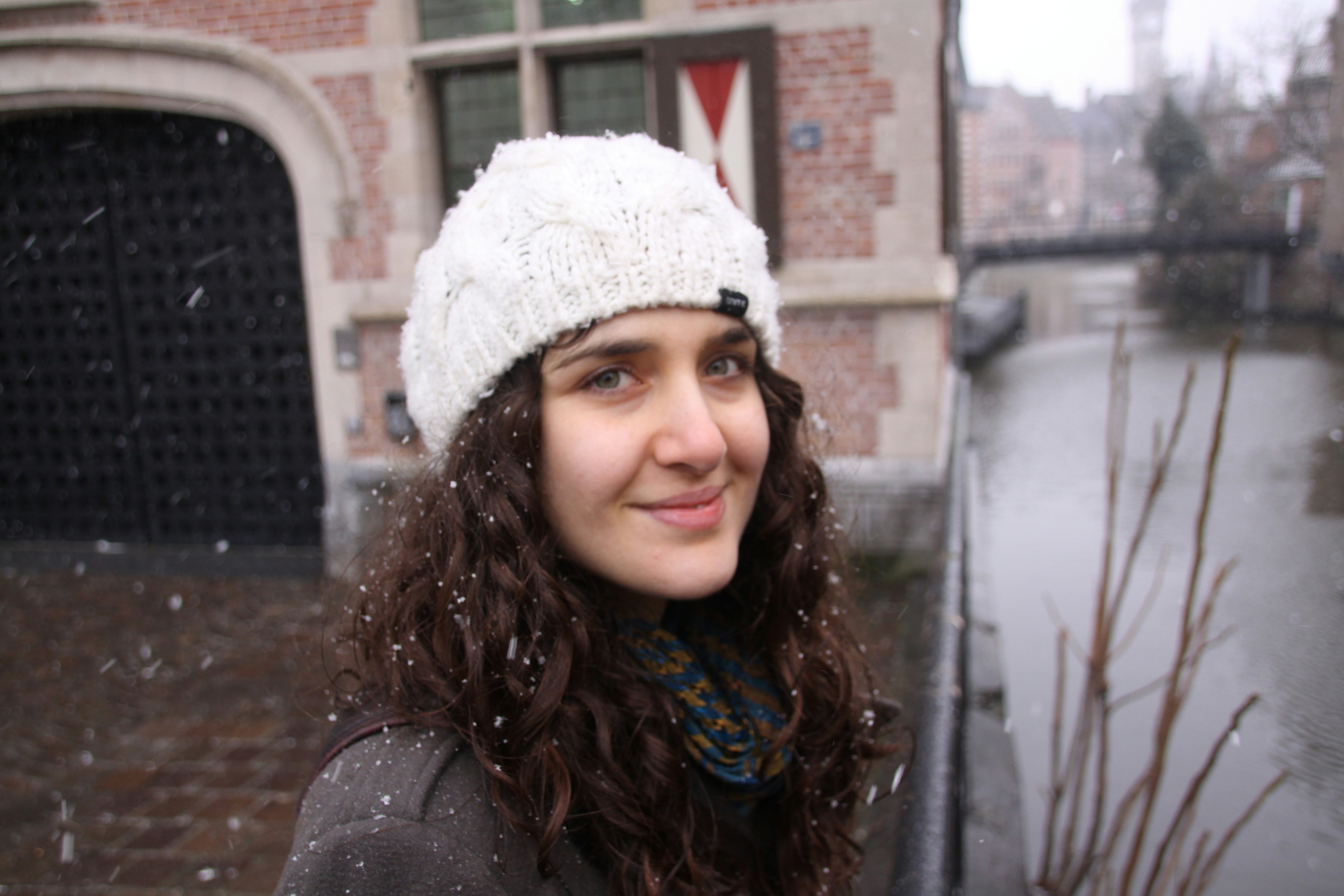 Winter Portrait by the Canal: A Soft Look Through Snow-dusted Coziness
