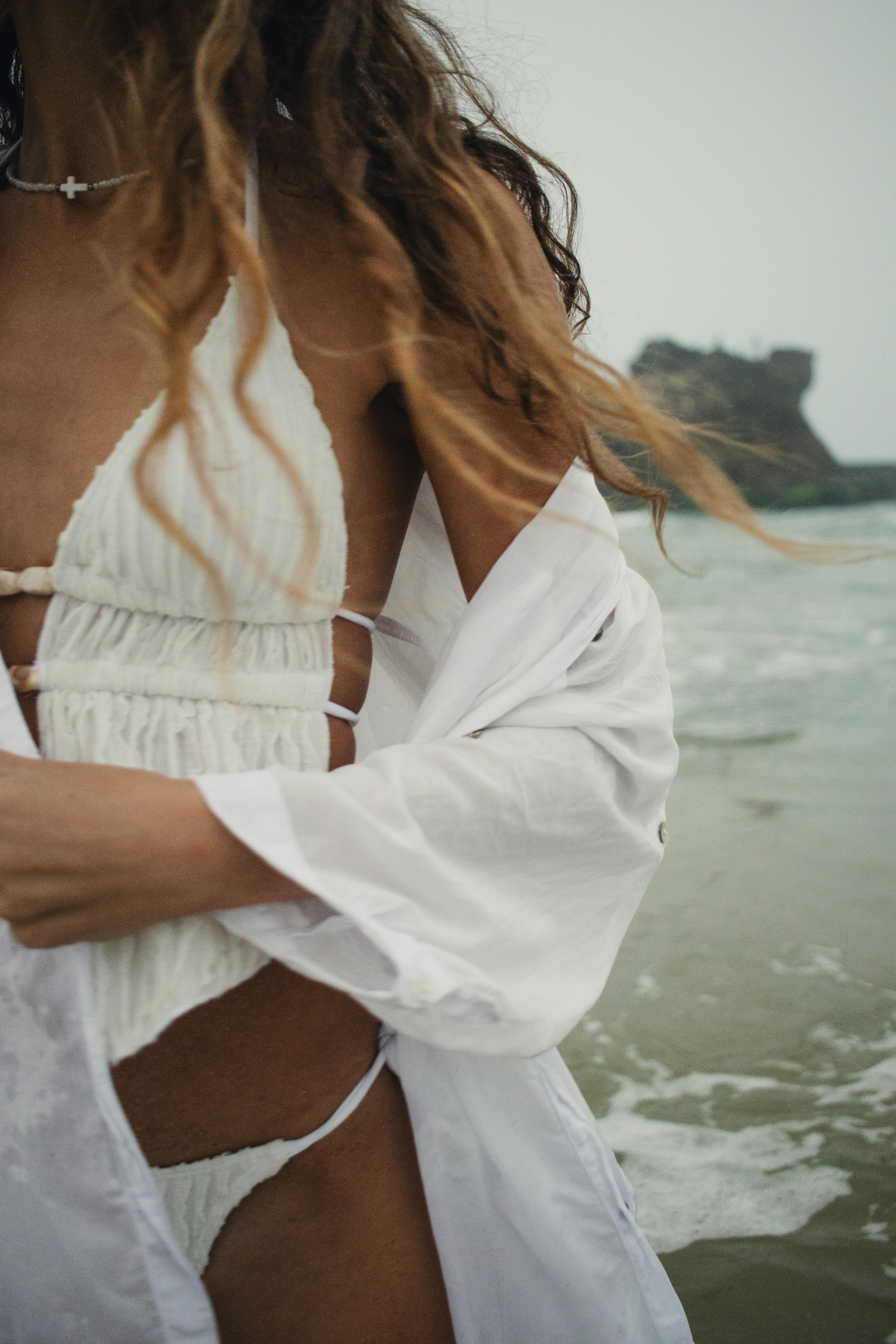White Lace on the Shore: A Soft Moment by the Sea