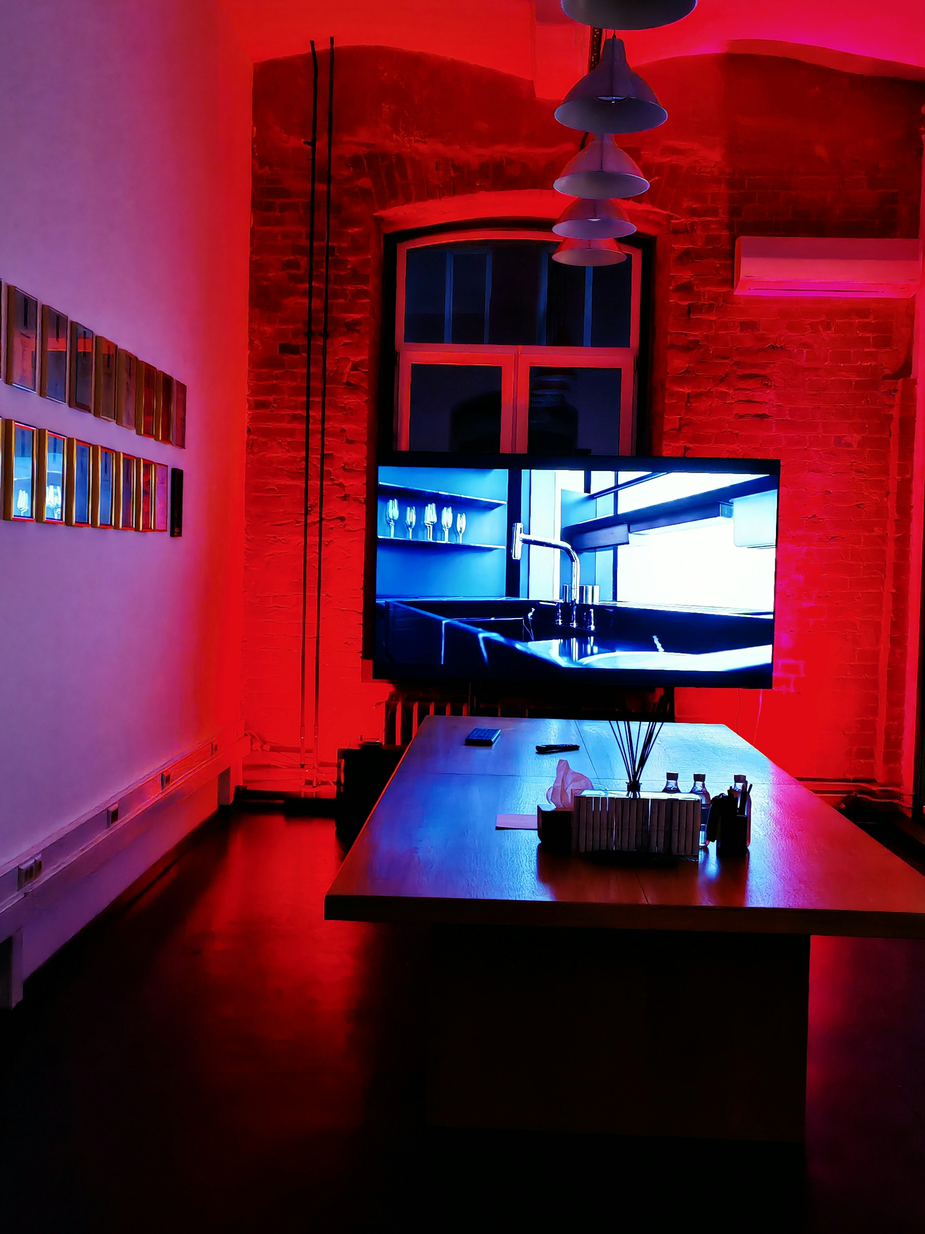 Red Lounge: Neon Blaze Highlighting a Modern Bar Scene