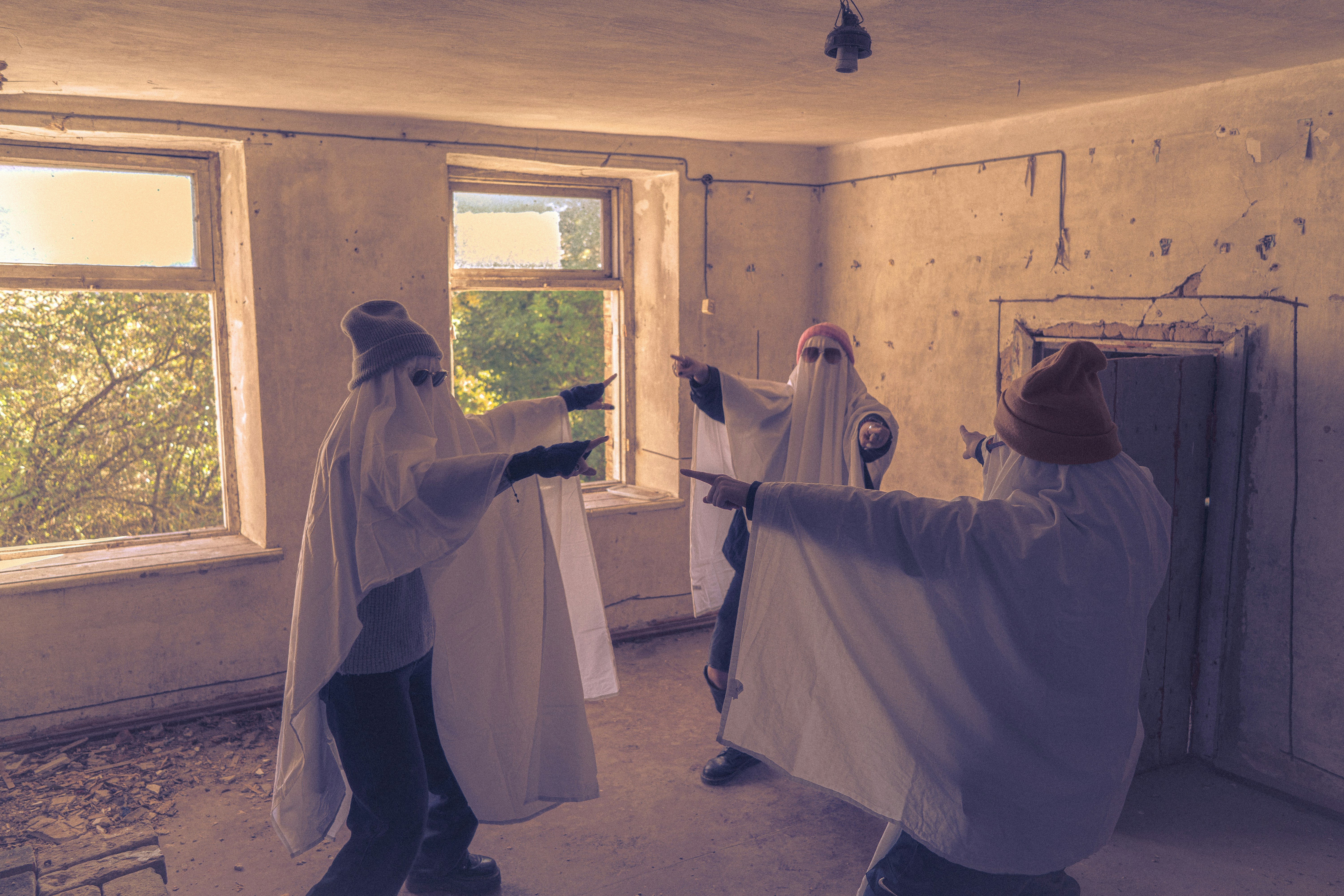 Silent Wardens: A Distant Standoff in an Abandoned Room