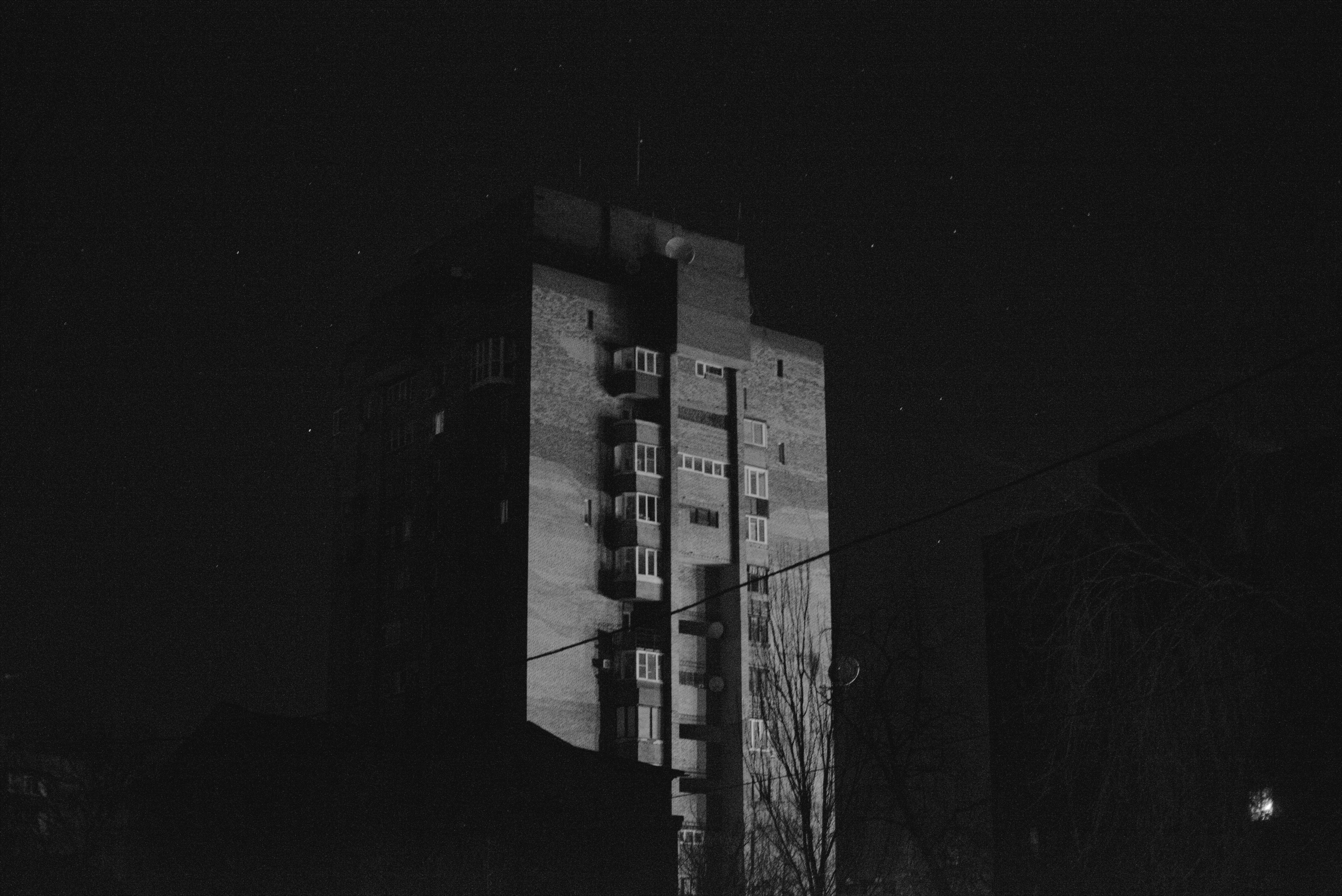 Night Elevation: A Facade Rises into the Dark
