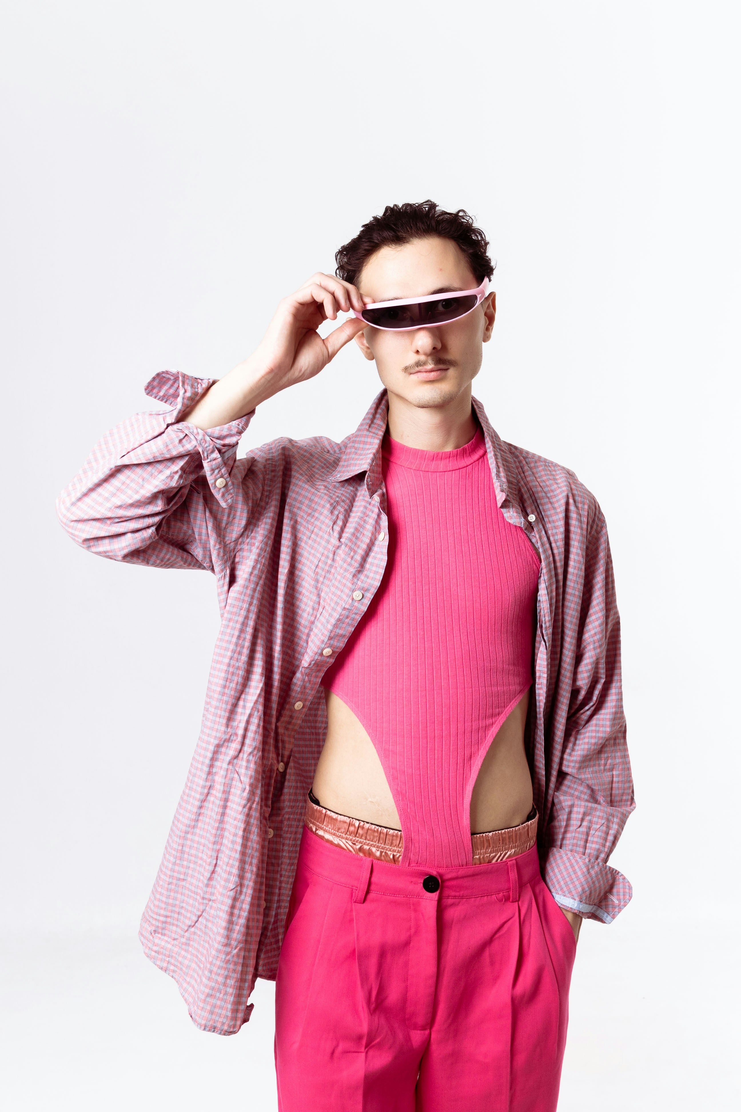 Pink Persona: A Bold Minimalist Portrait in Neon Tones