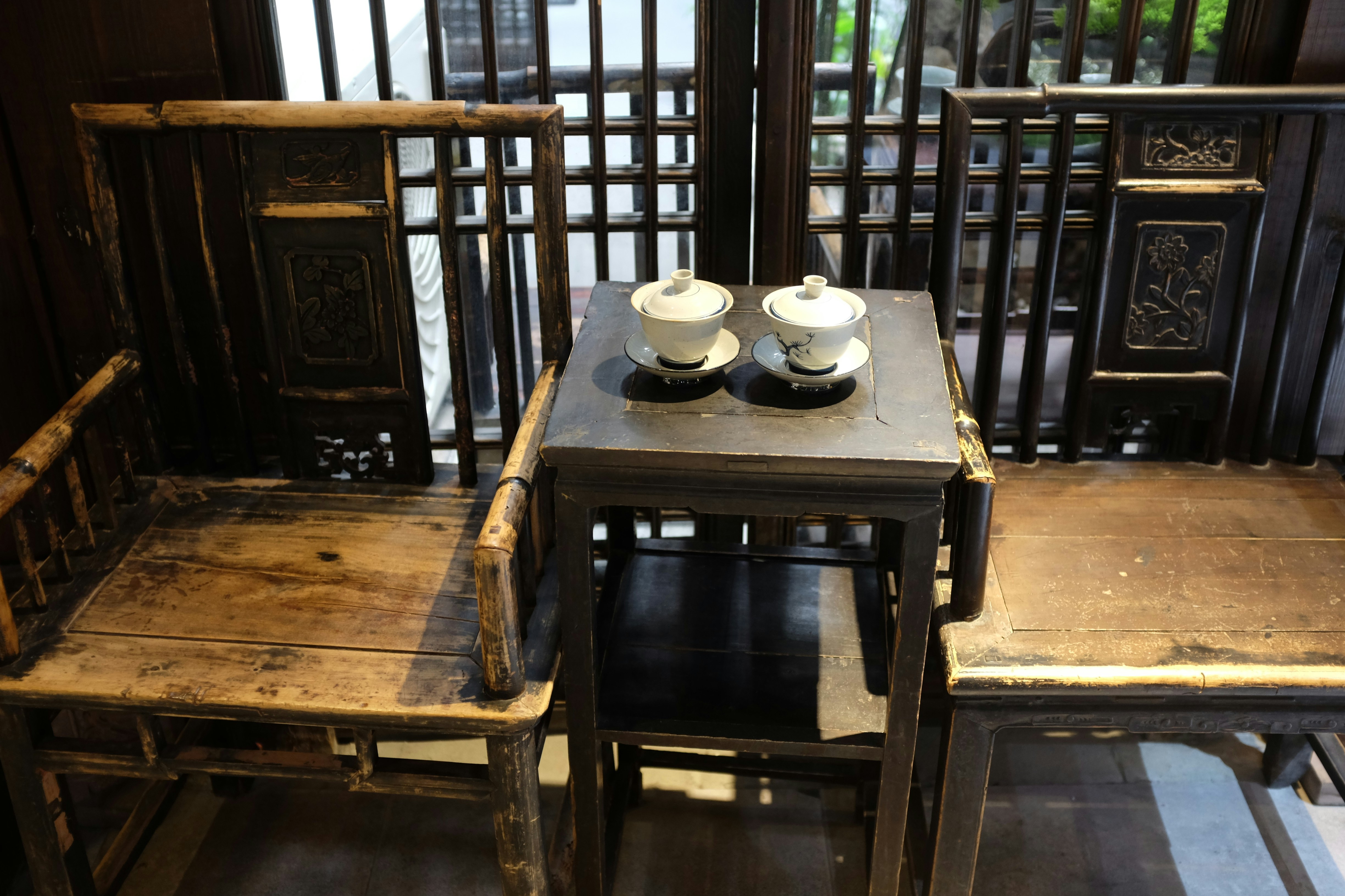 Tea for Three in a Quiet Wooden Nook