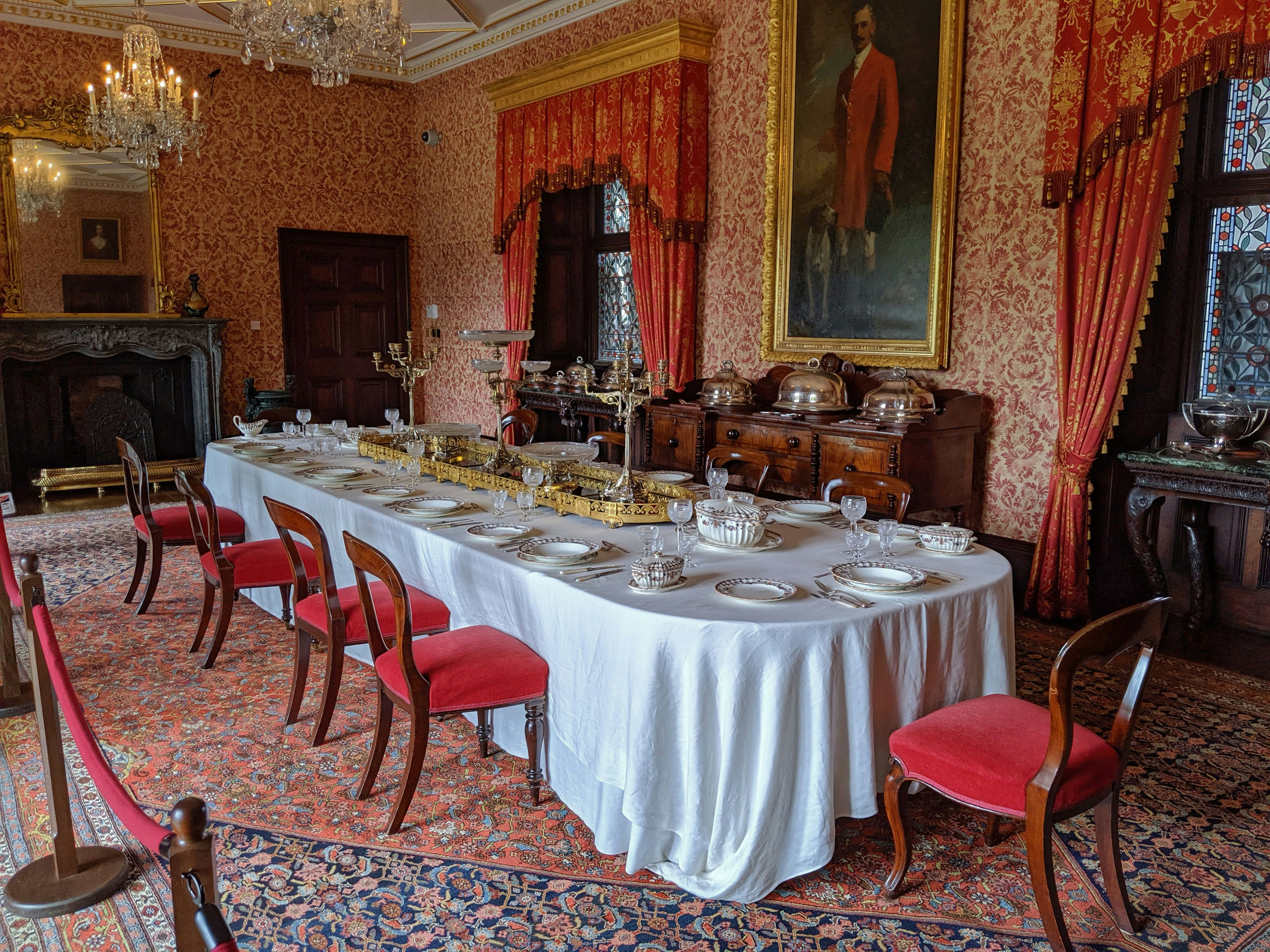 Ornate Banquet Hall Set for Dinner