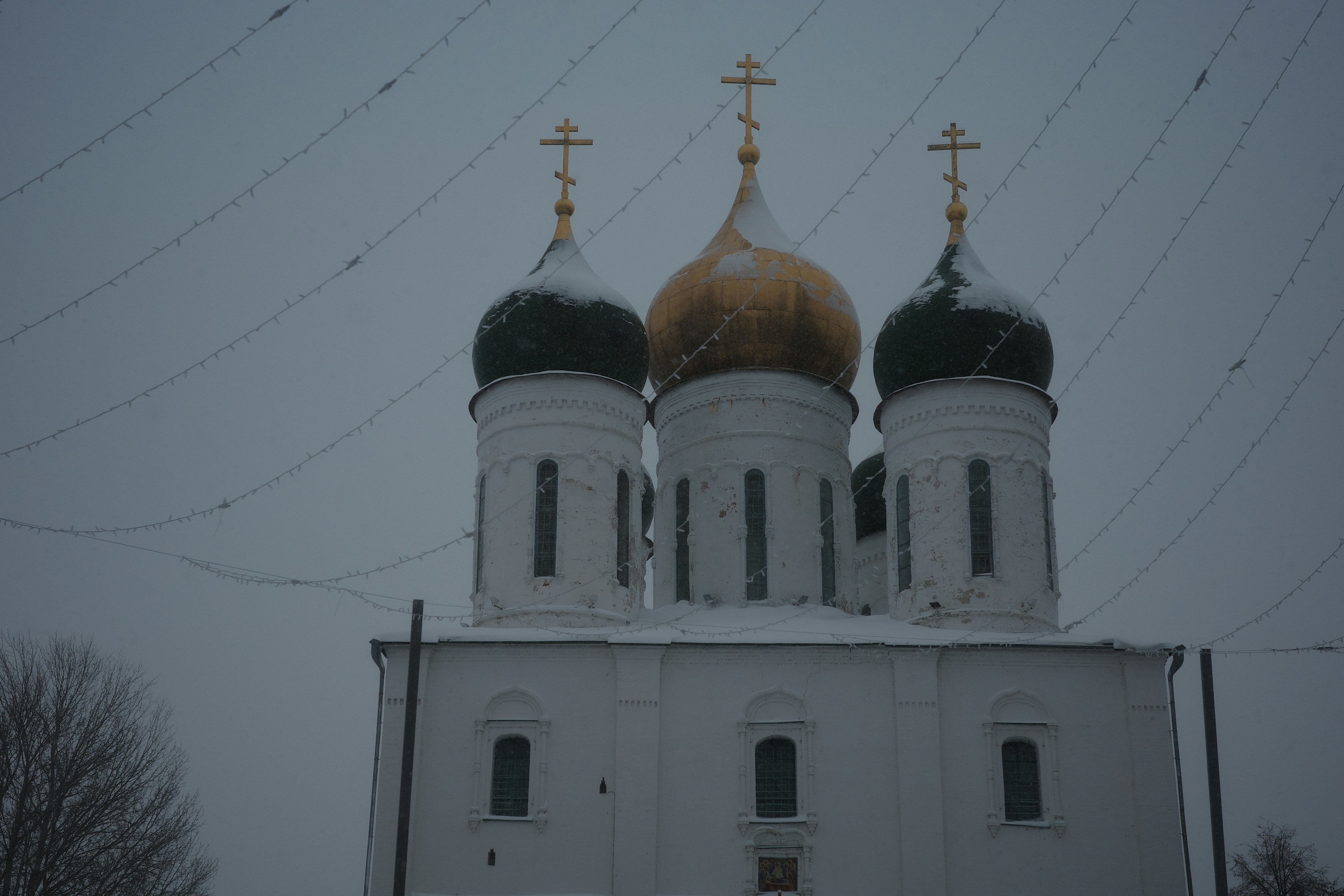 Snowbound Cathedral: Domes crowned in winter hush