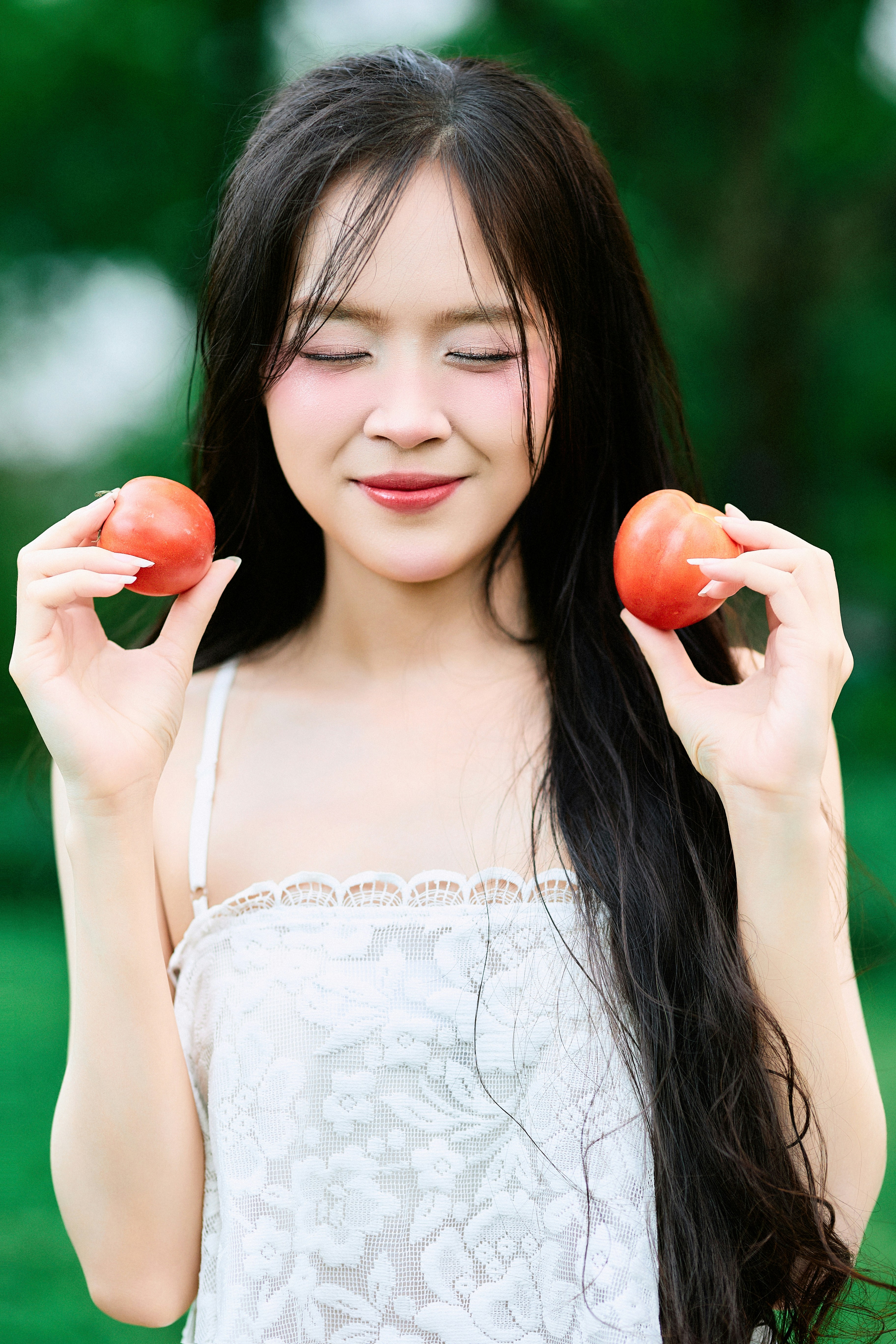 Soft Fervor: Girl with Tomatoes in a Sunlit Garden
