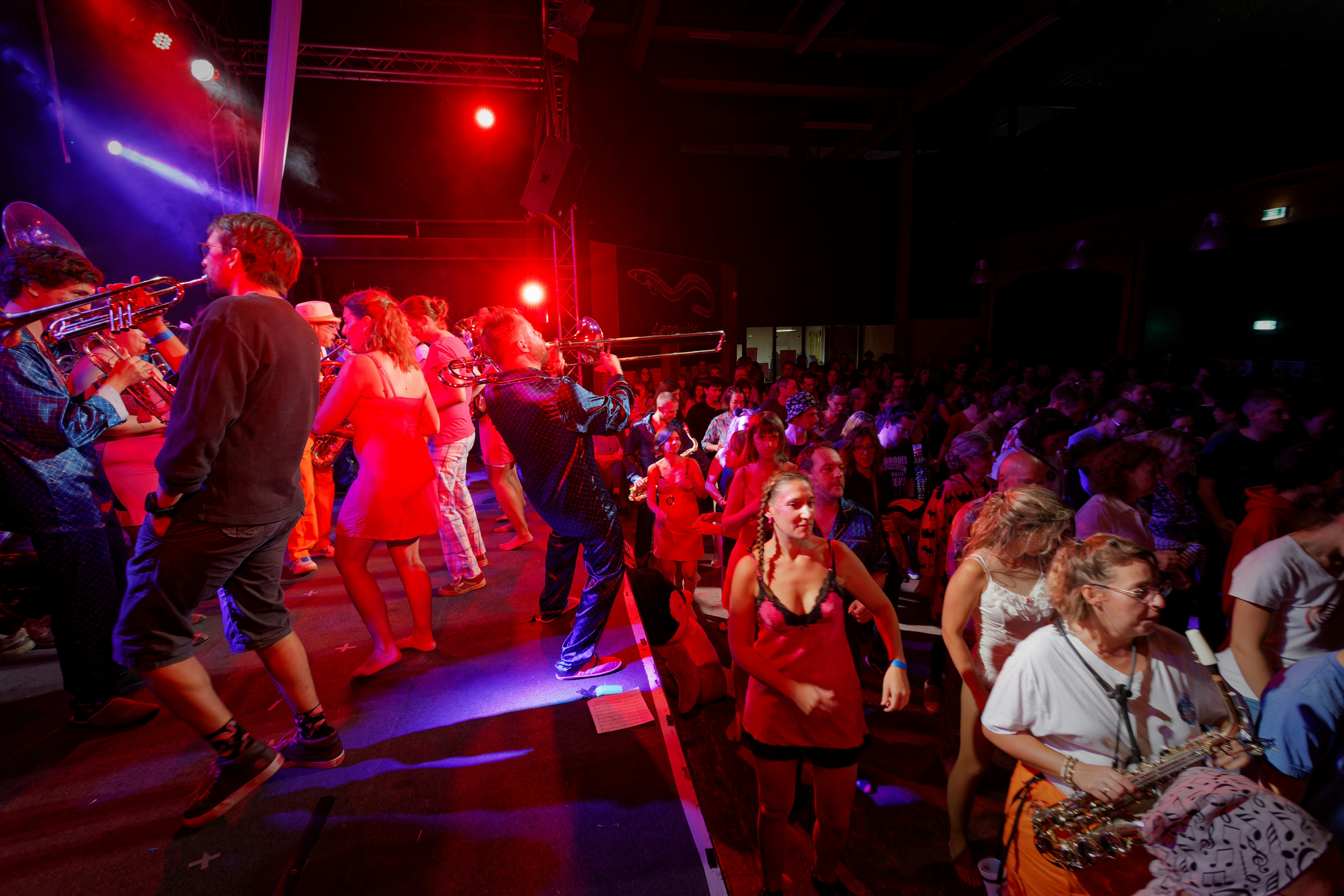 Crowd Surged toward the Stage as a Band Rocks the Night
