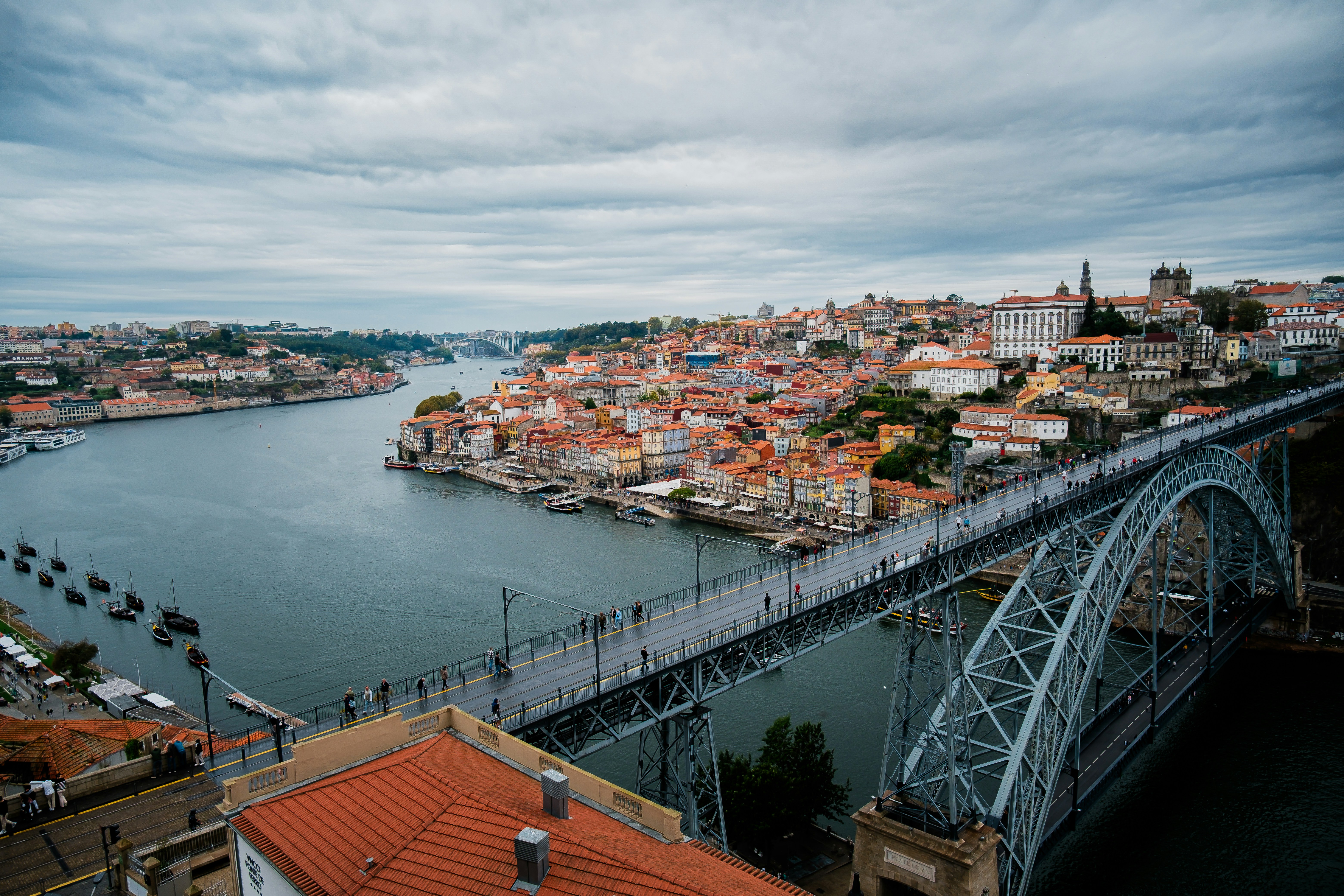Porto Skyline and Dom Luís I Bridge: A Brush of Tiles and River Light