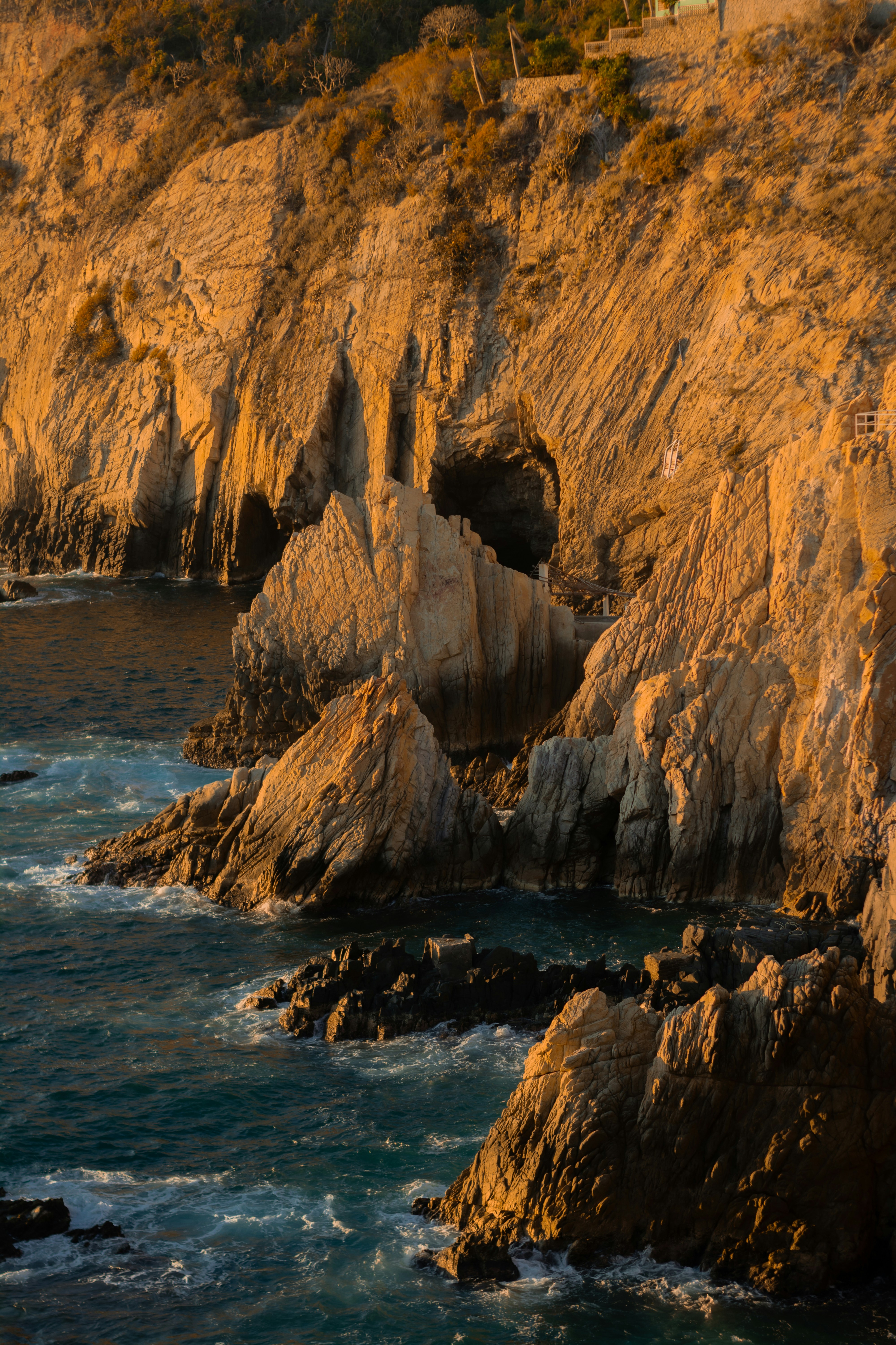 Golden Hour Cliffs and Sea Caves