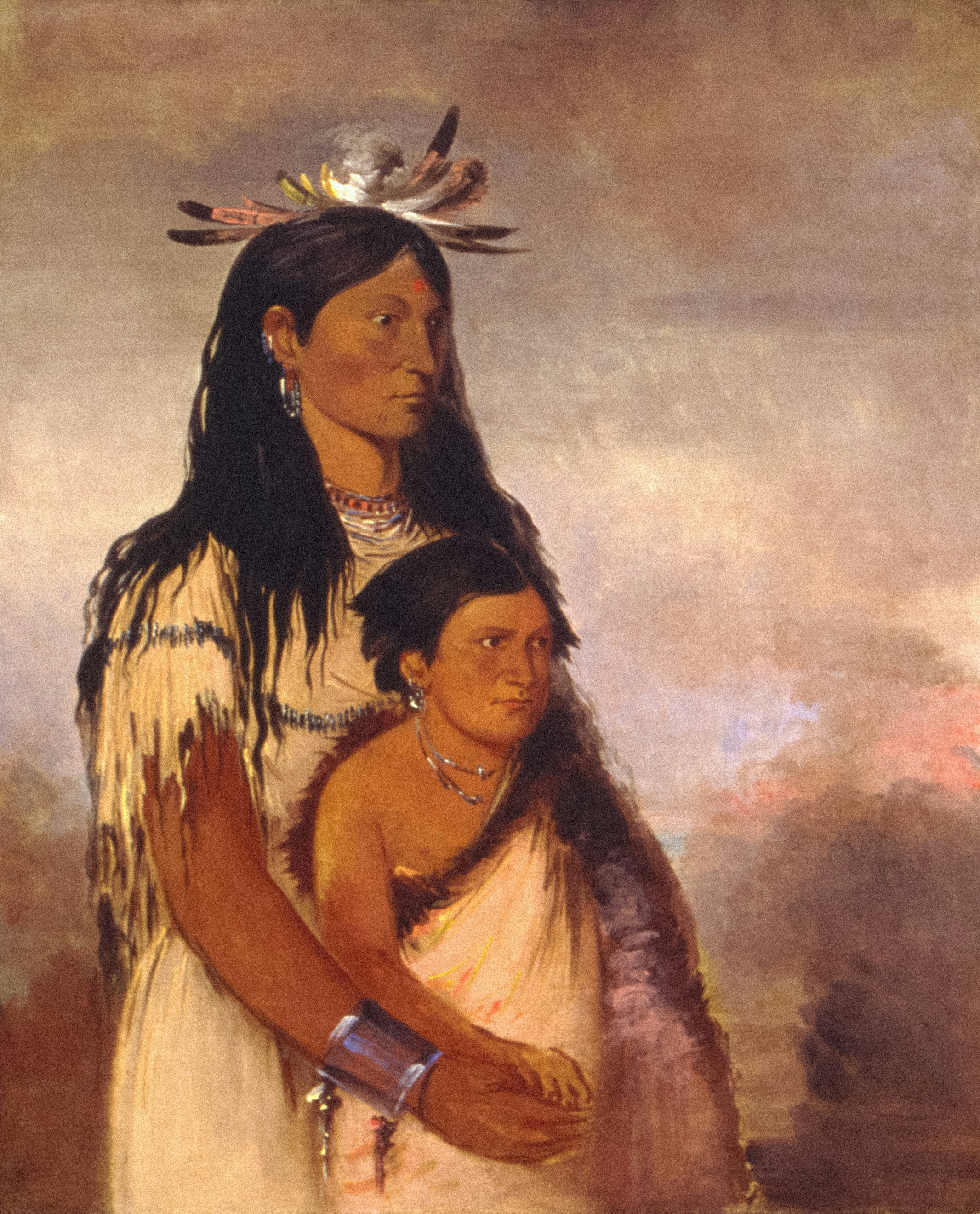Two Native Mothers: A Quiet Bond in Soft Evening Light