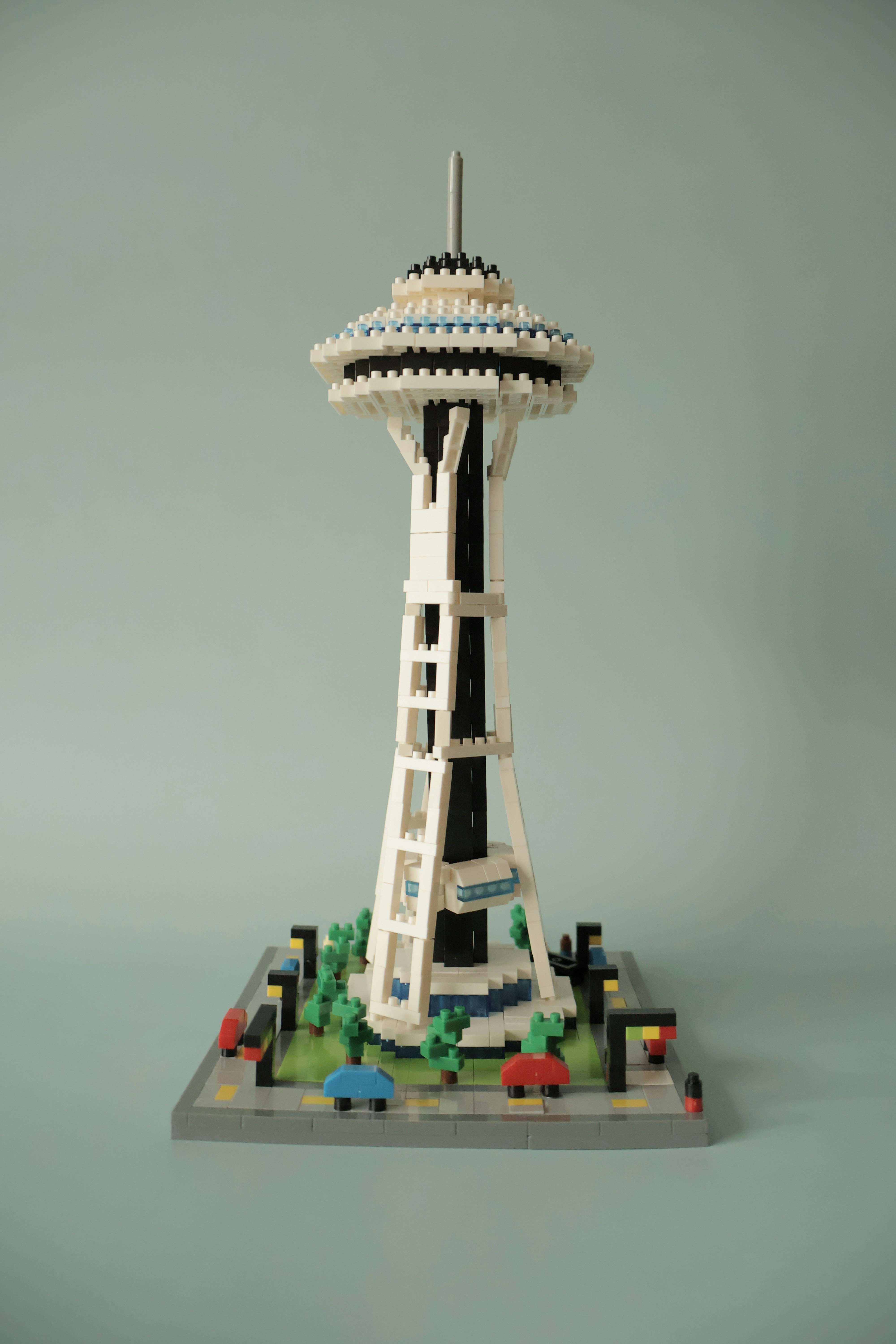 Lego Seattle Skyline: Miniature Space Needle on a Playful Plaza