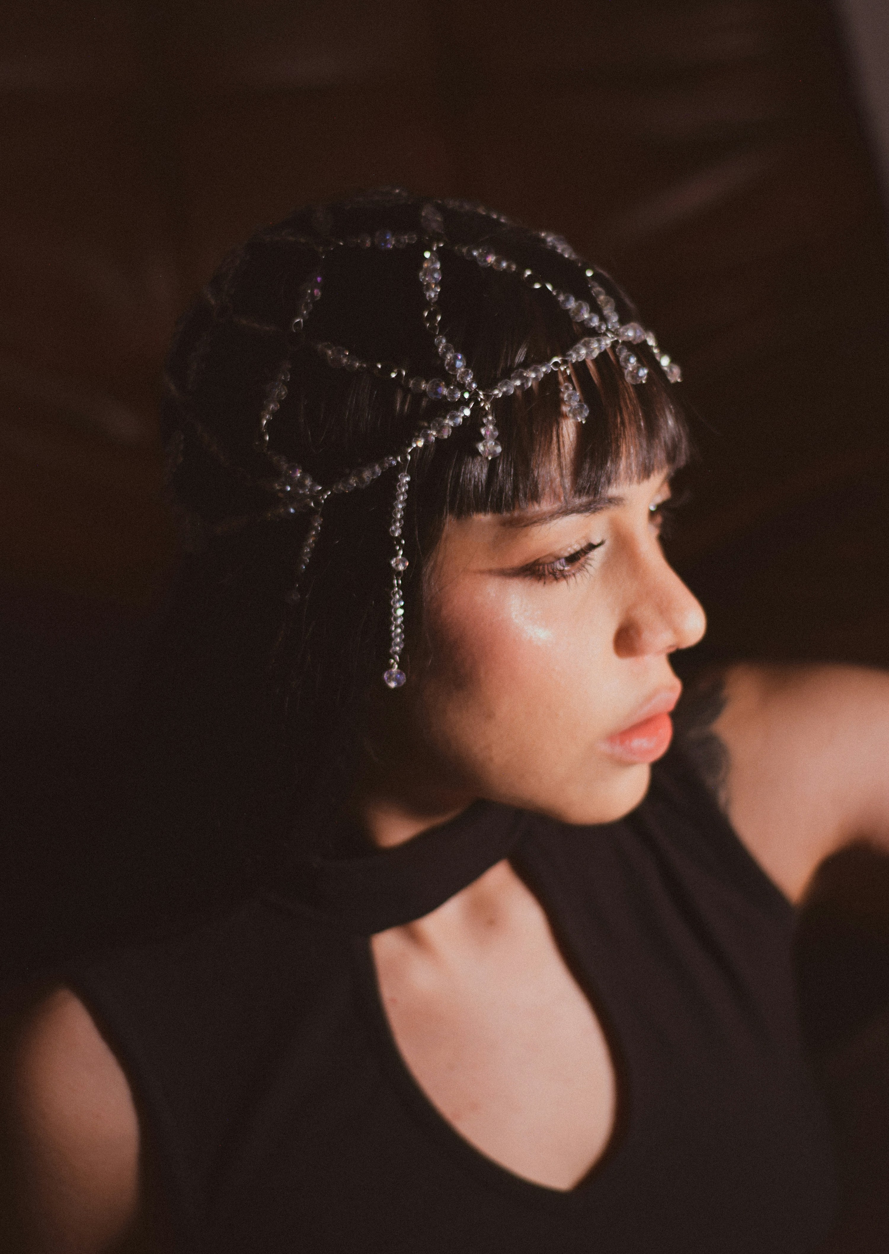 Bejeweled Halo: Portrait in Soft Spotlight