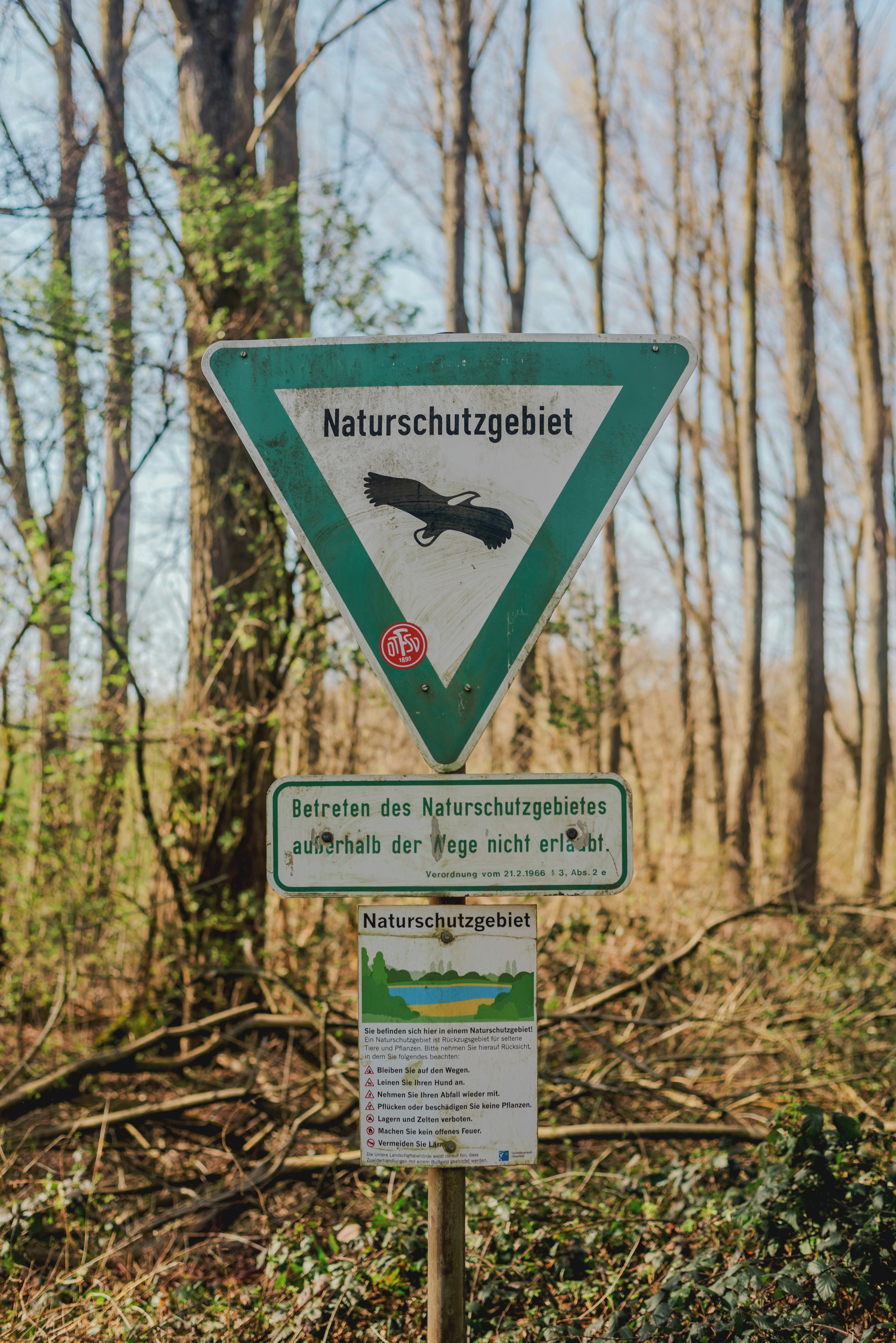 Warning Sign in a Quiet German Nature Reserve
