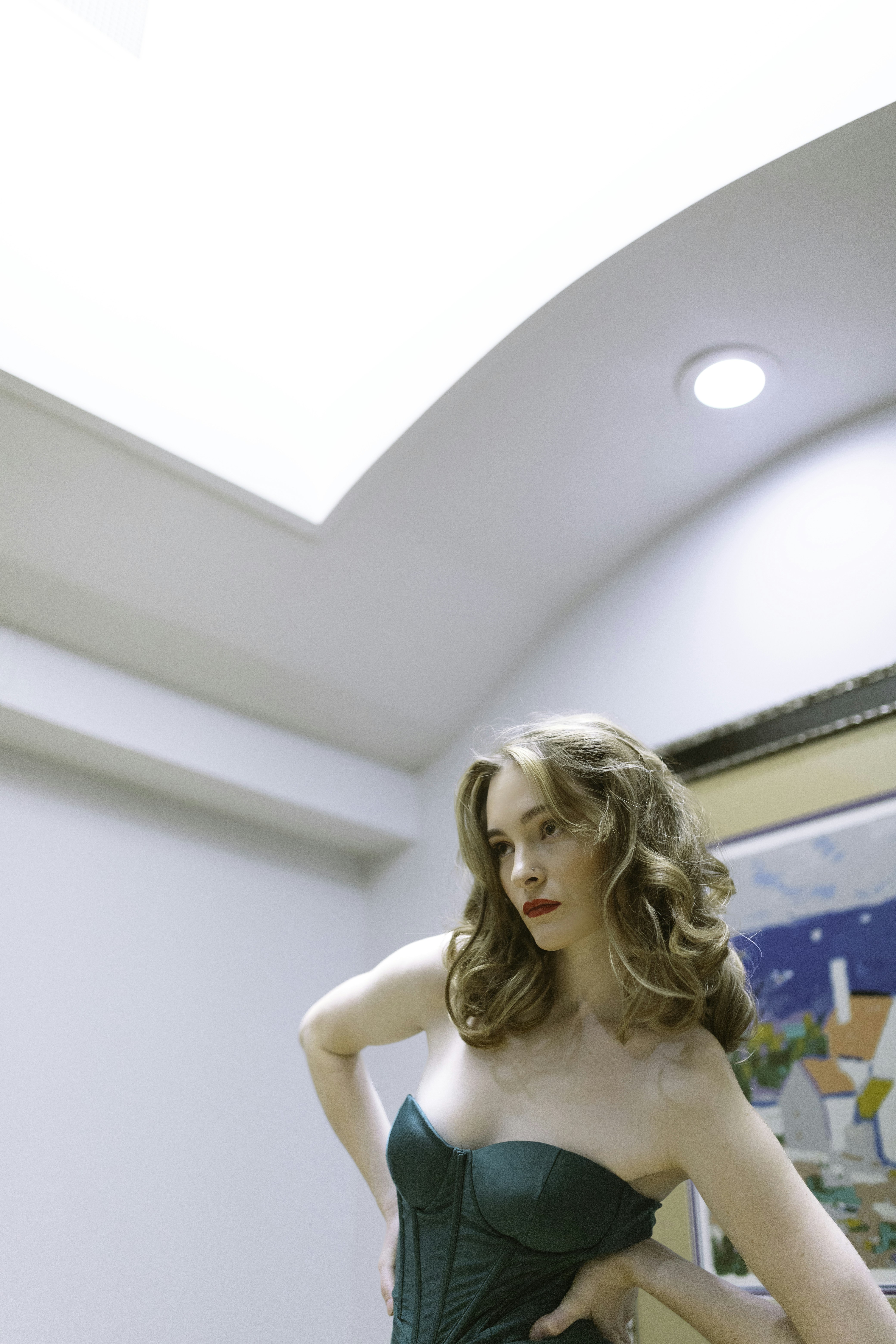 Retro elegance in a sunlit studio