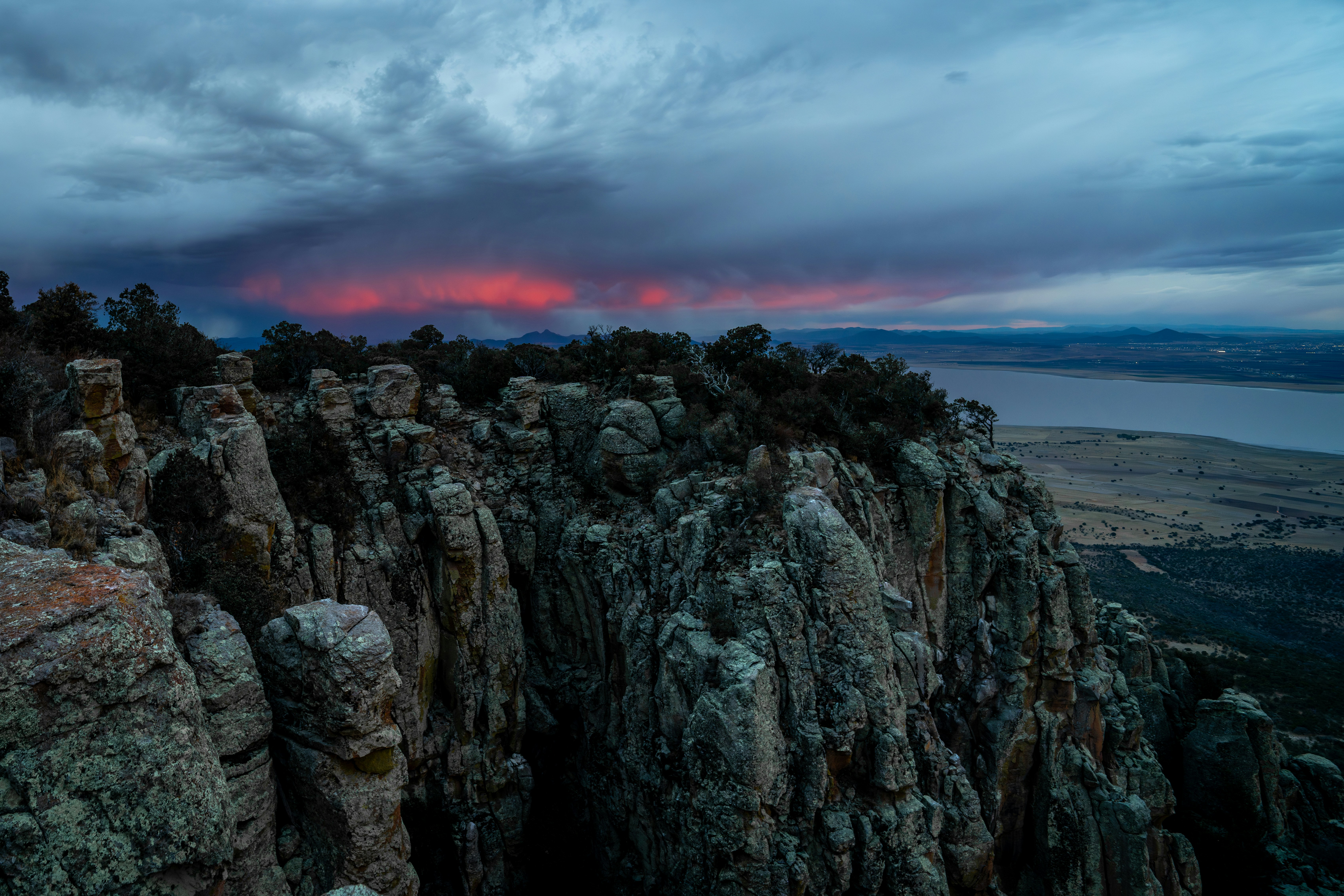 Red-Rimmed Sunset Over Granite Spires