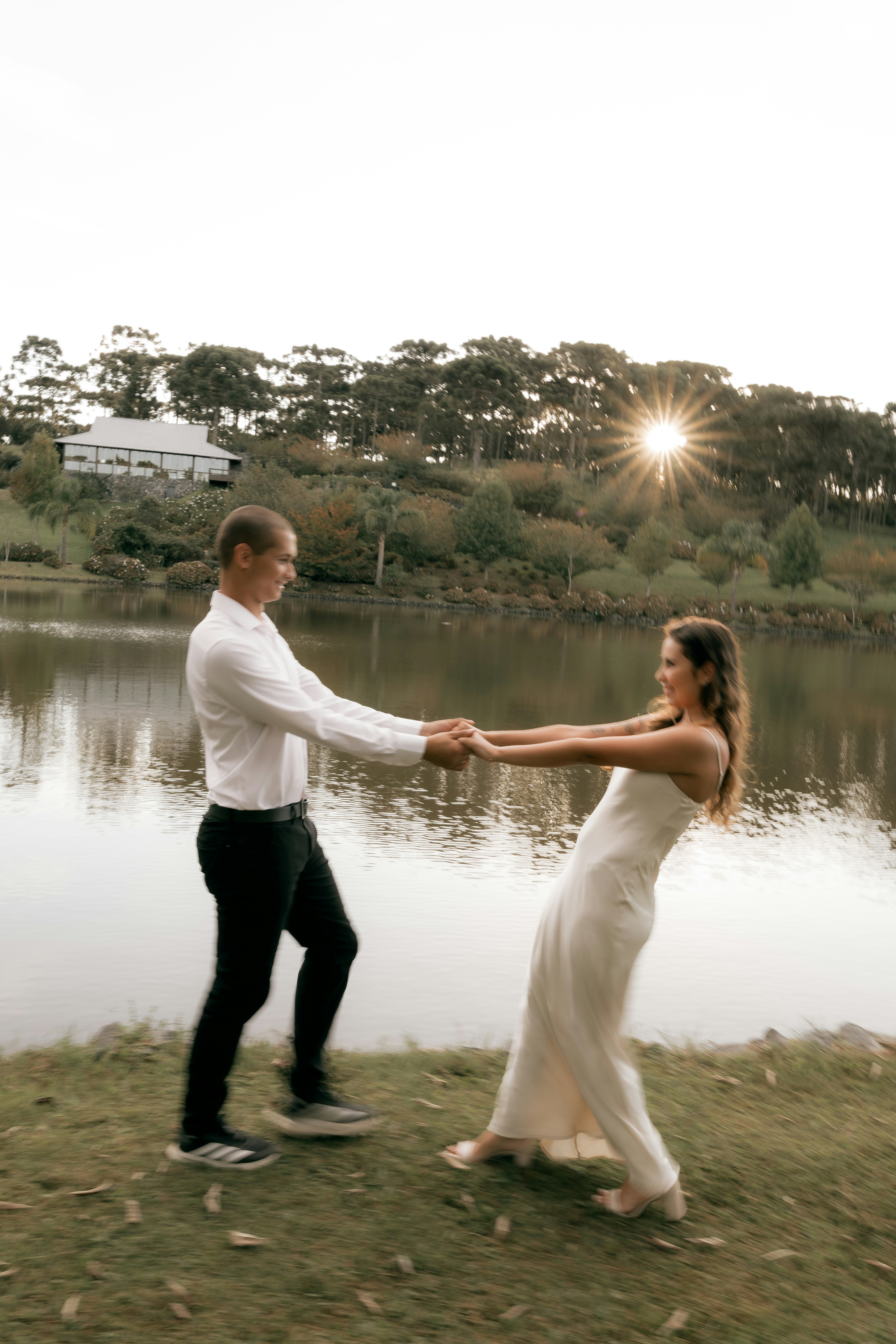 Twinned First Steps by the Lakeside