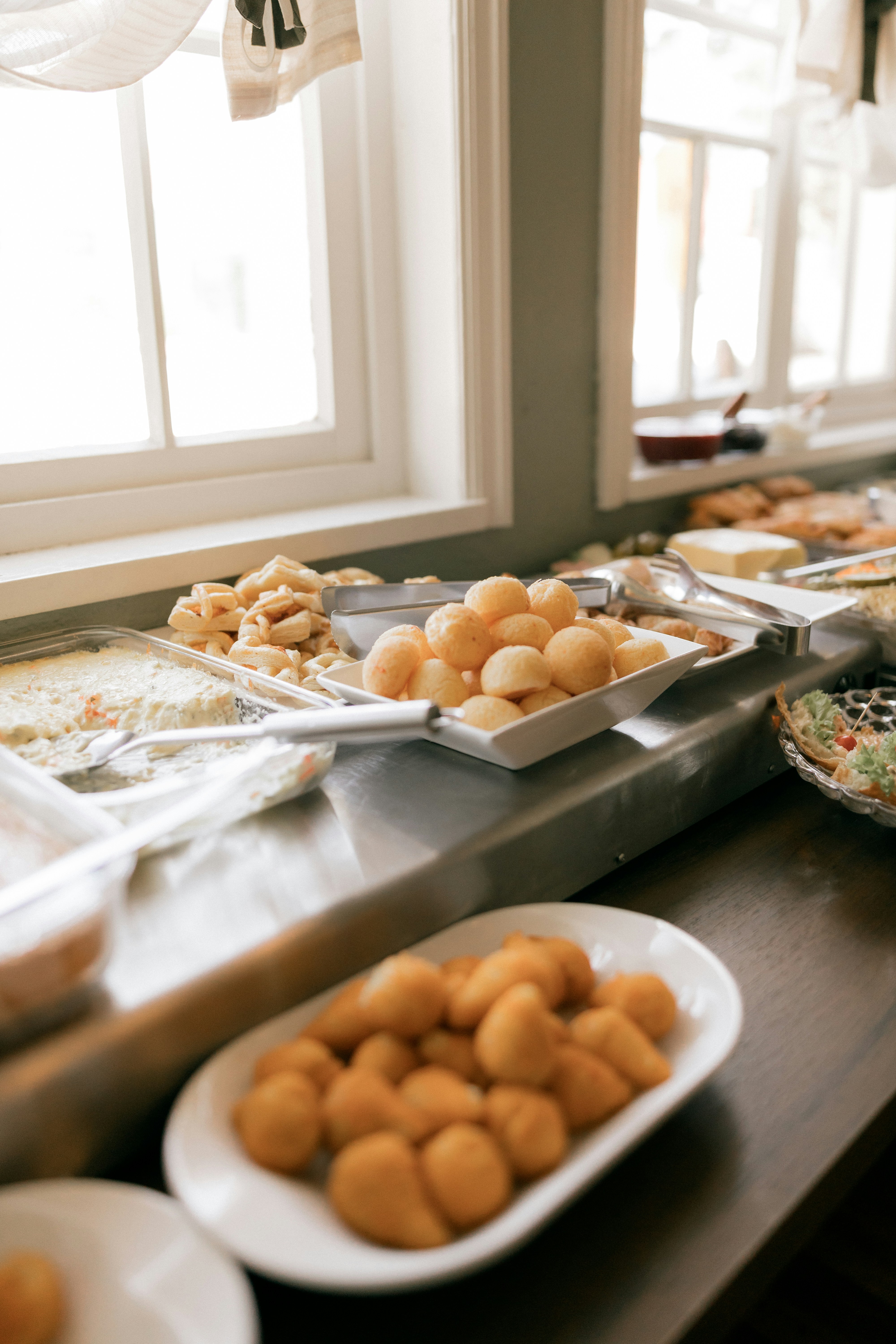 Golden Buffet: A Tray of Round Appetizers at Sunset Light