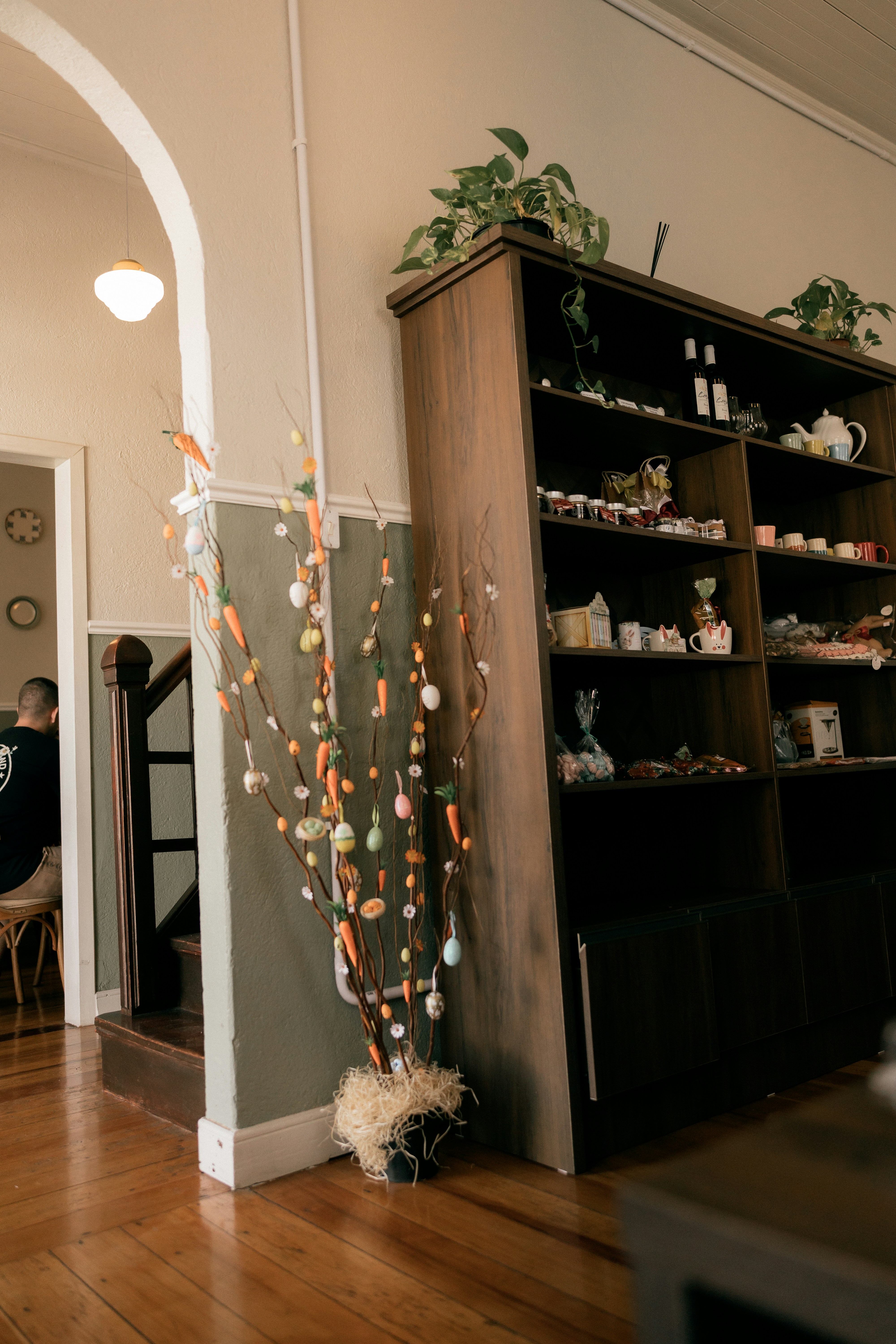 Pastoral Shelfscape: Easter Egg Branches by the Wall