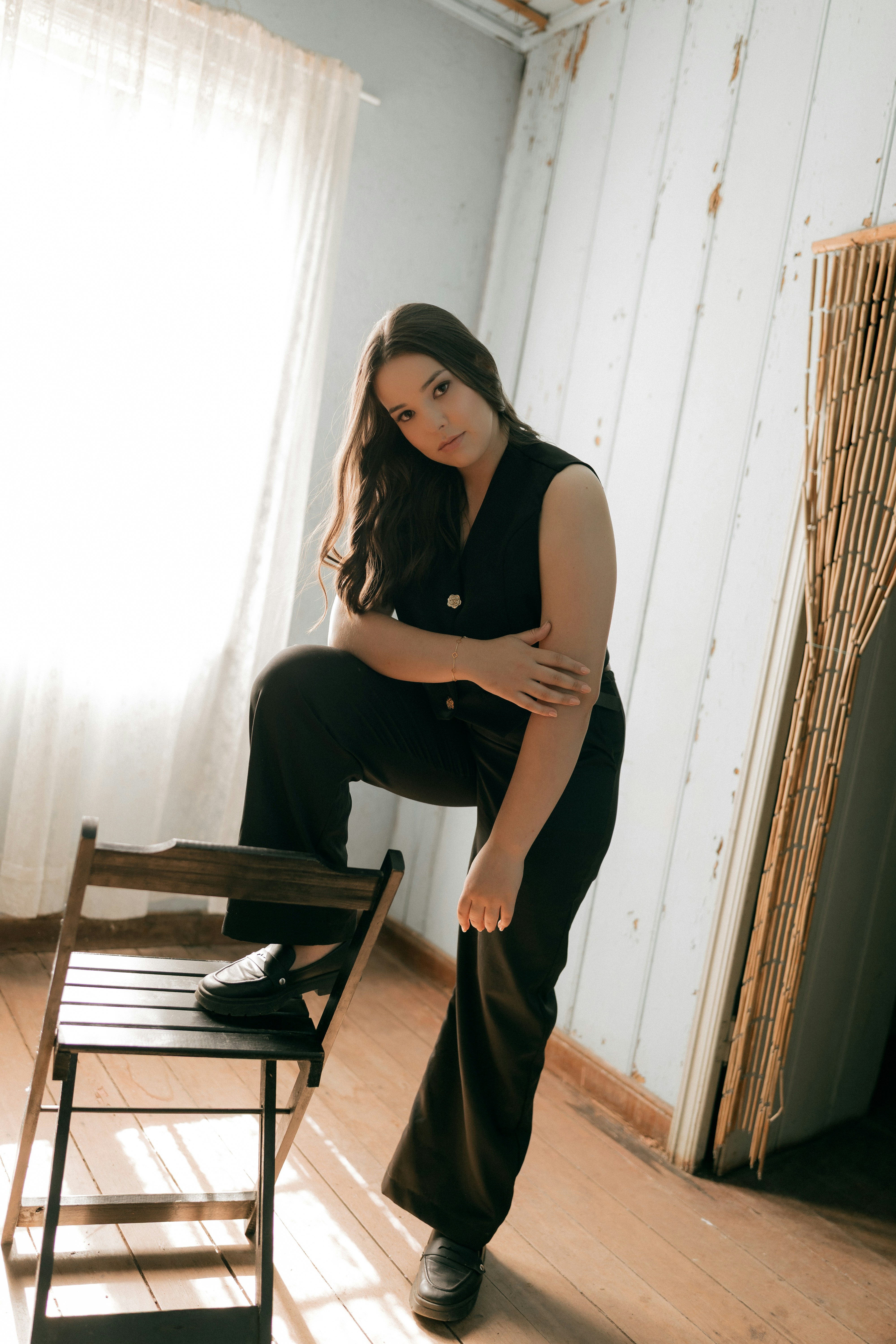 Quiet Confidence: A Woman in a Silent Studio