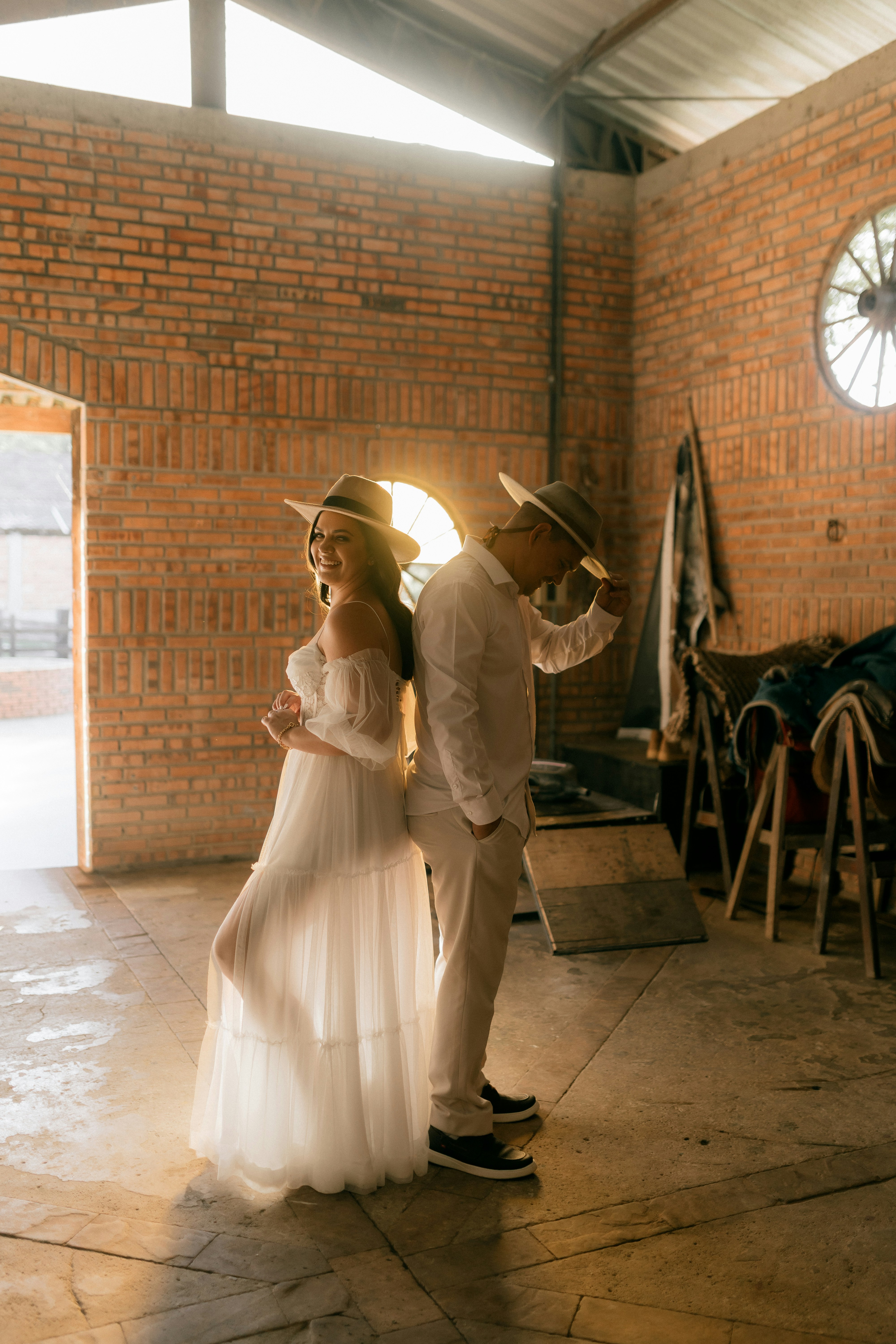 Couple in a Sunlit Rustic Studio