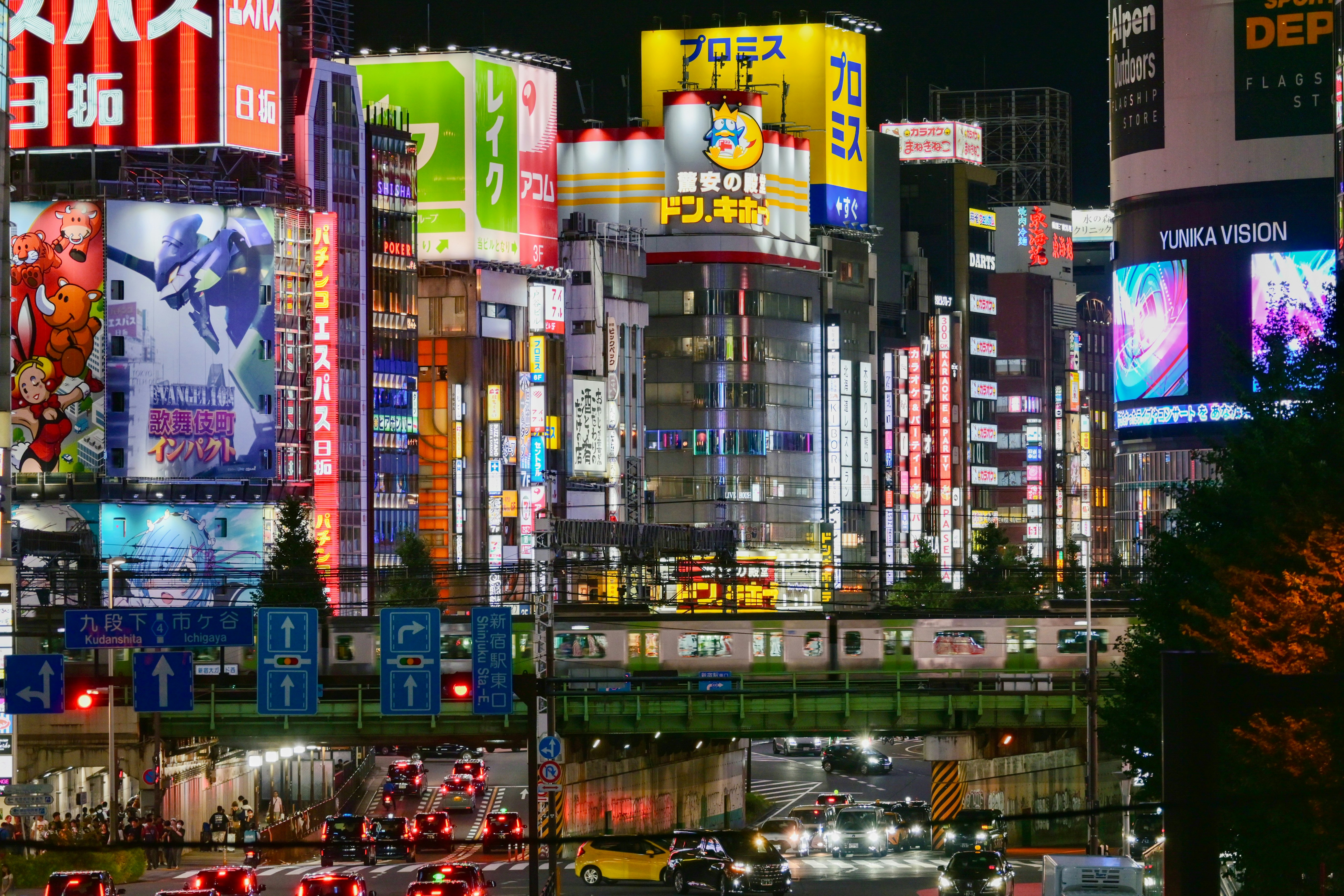 Neon Pulse Over Shibuya: Traffic, Signage, and Reflections