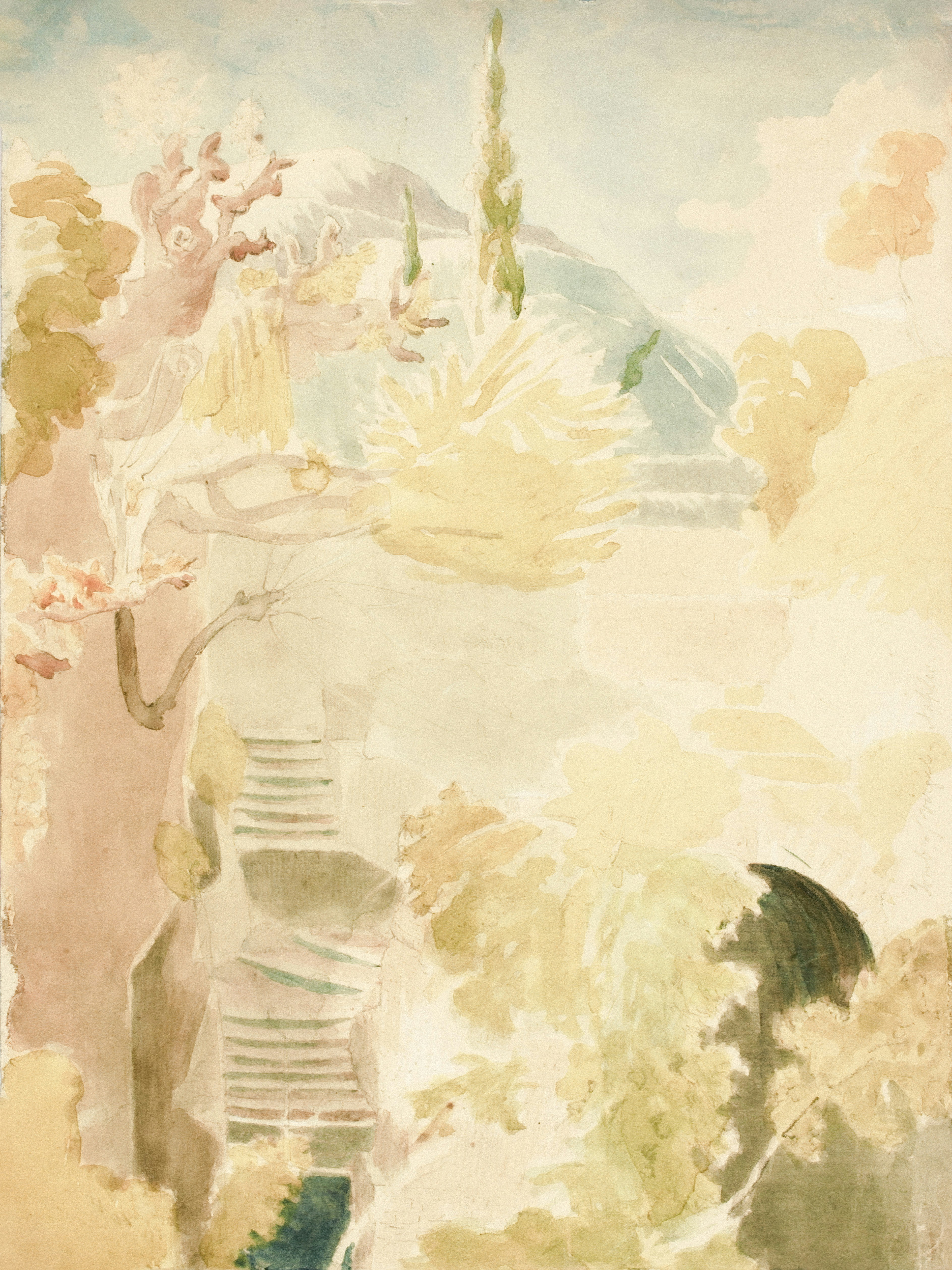 Sunlit Terrace in Soft Pastels