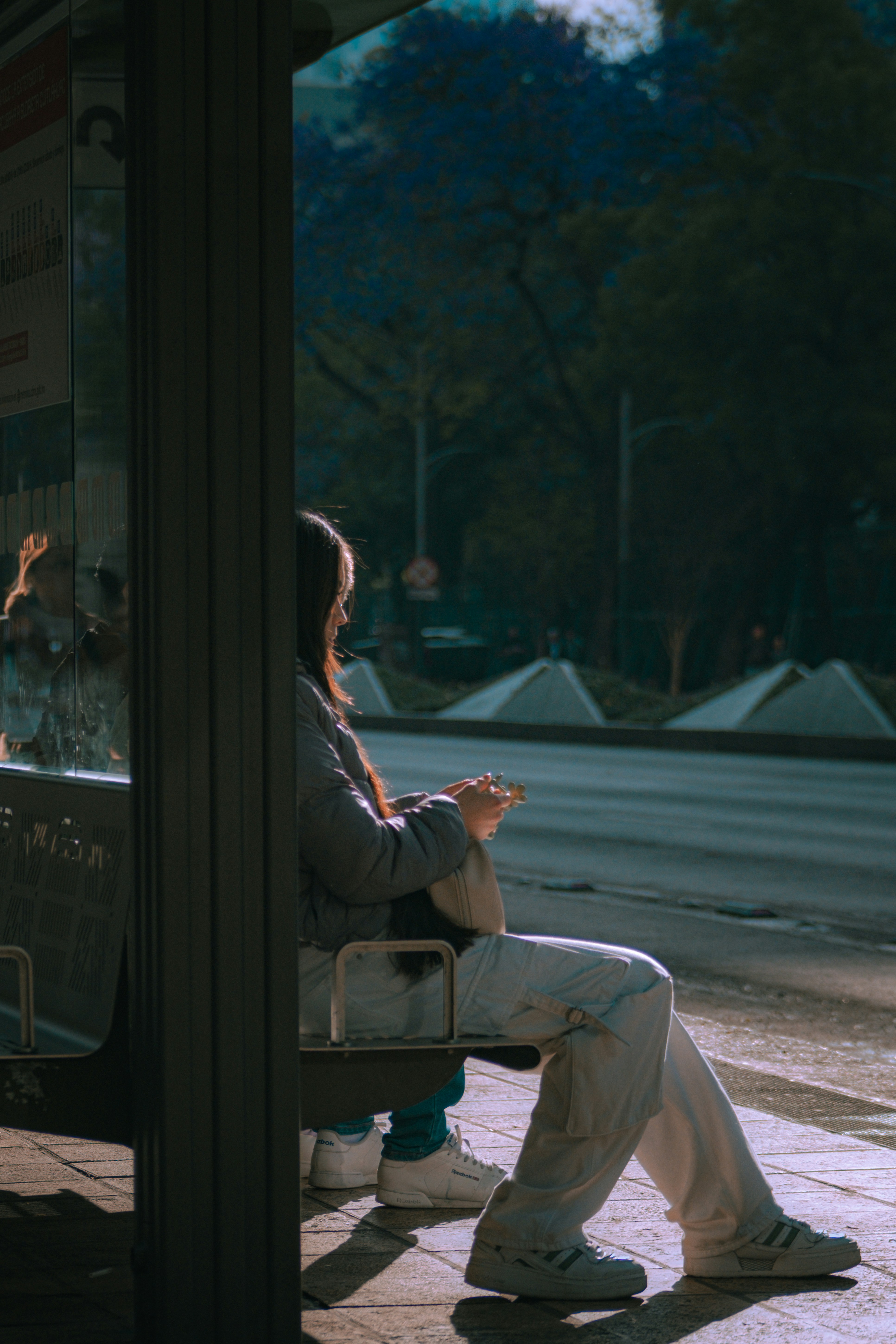 Lonely Wait at the City Bus Stop