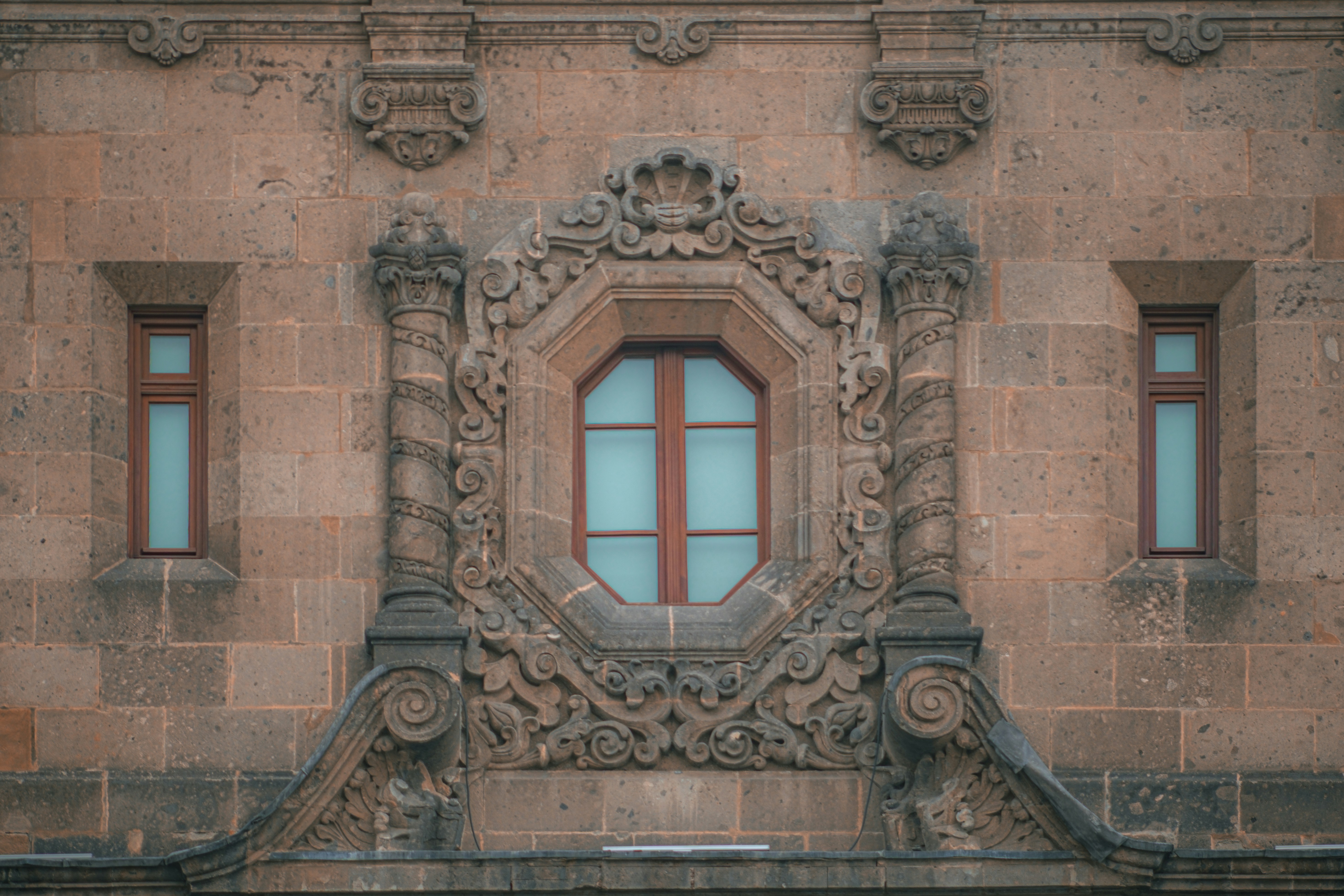 Ornate Window Niche with Carved Stonework