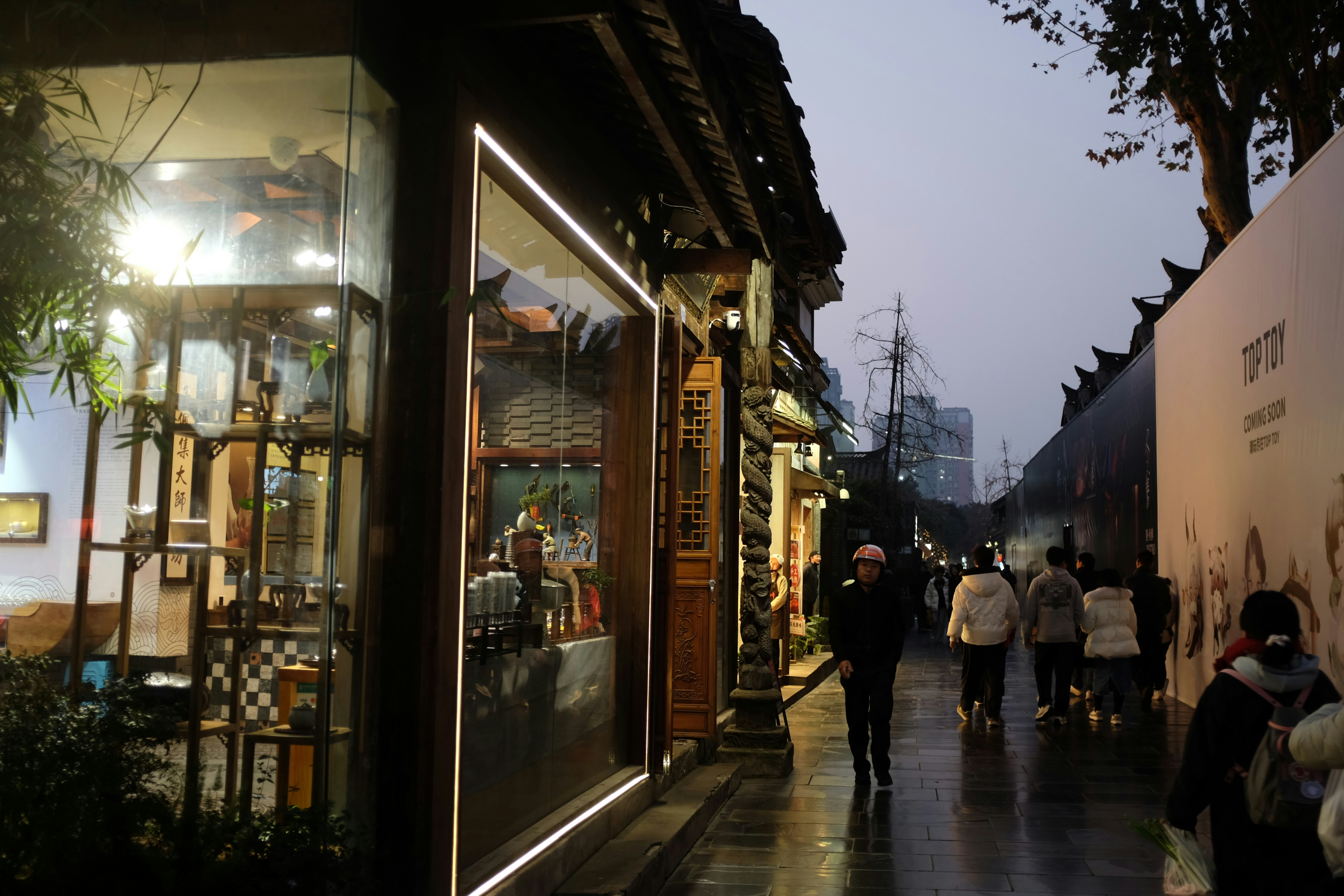 Evening Walk Past a Quiet Shoppers' Lane