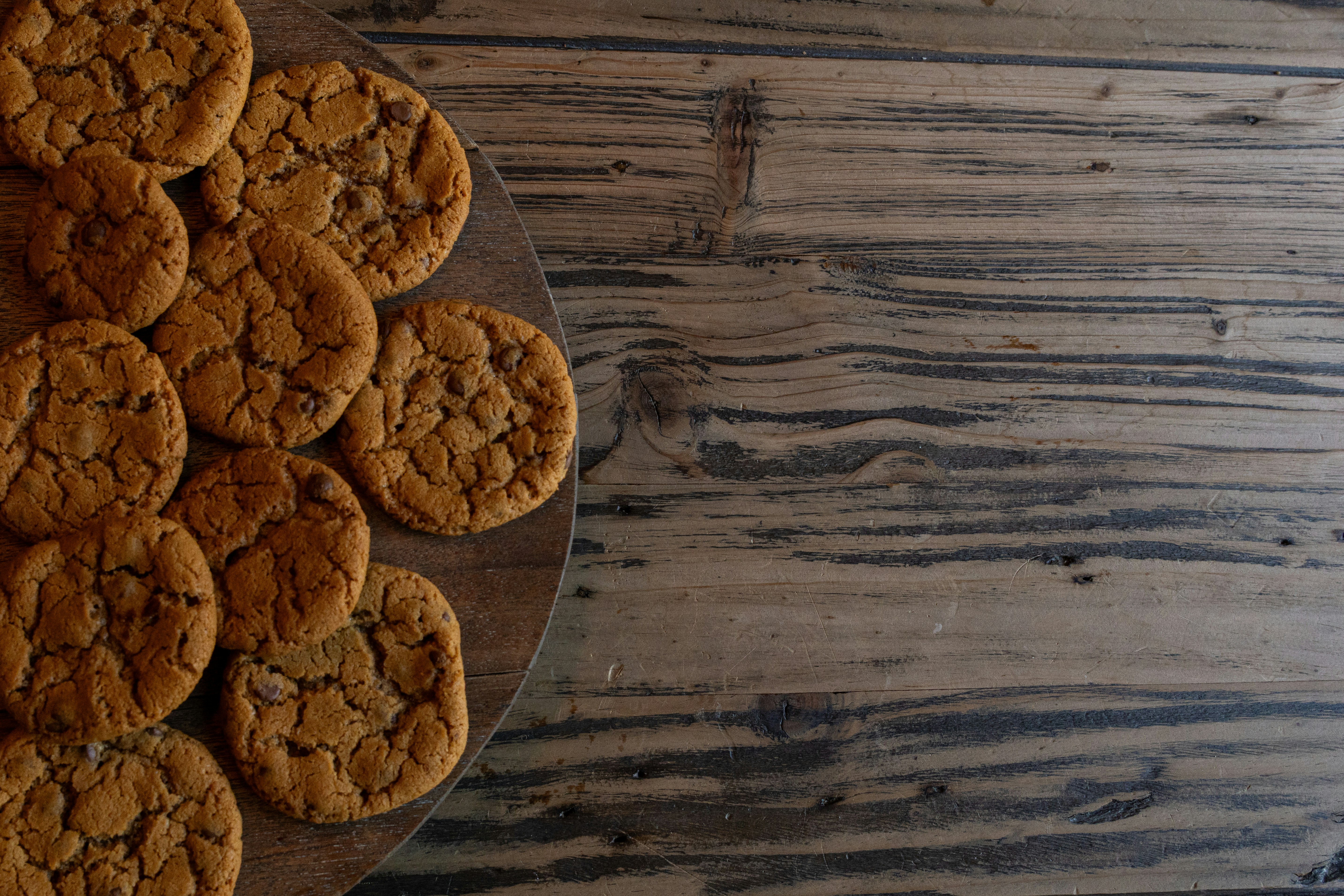 Half-plate of Cookies on a Weathered Hardwood