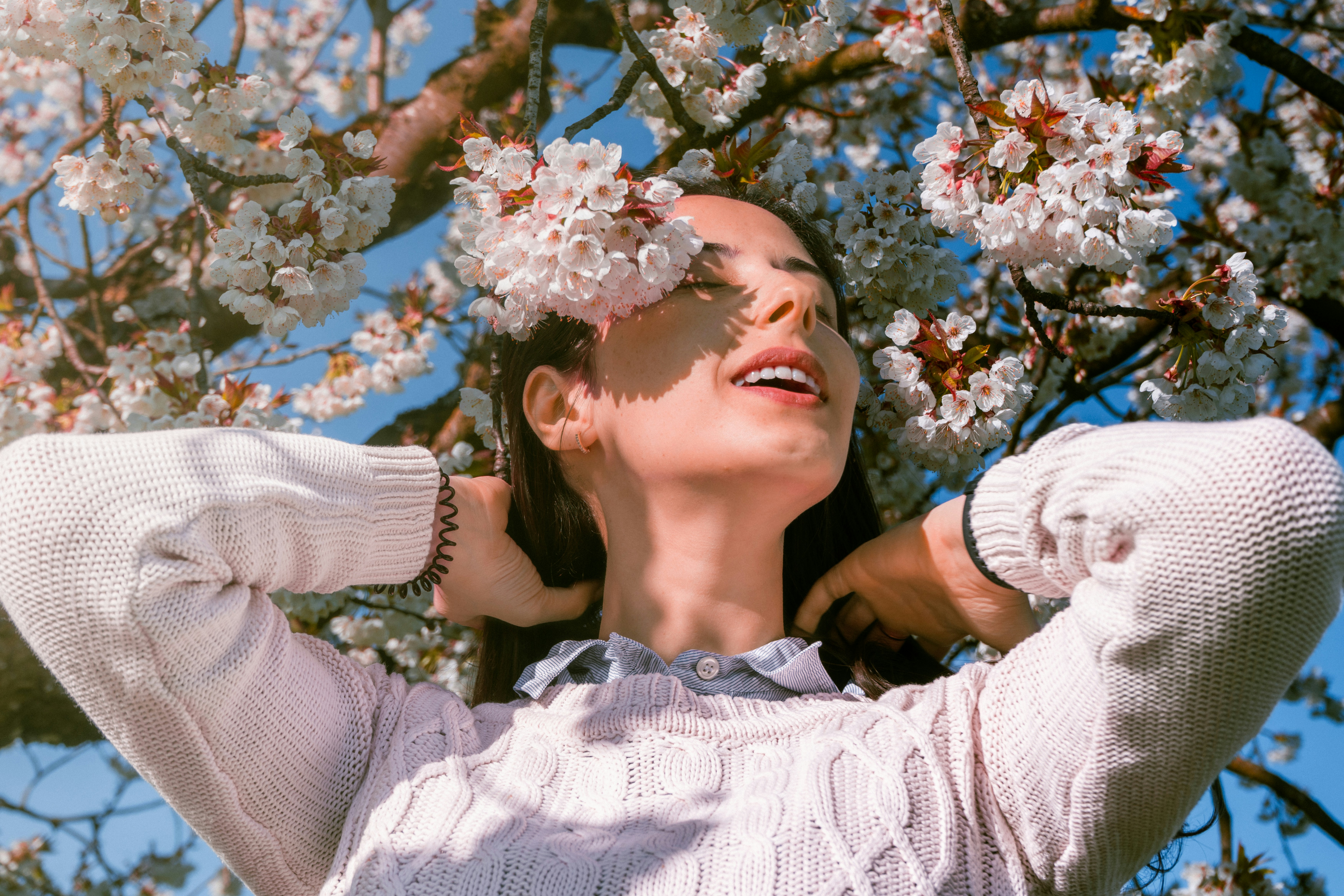 Blossom Veil: A Portrait Among Spring Bloom