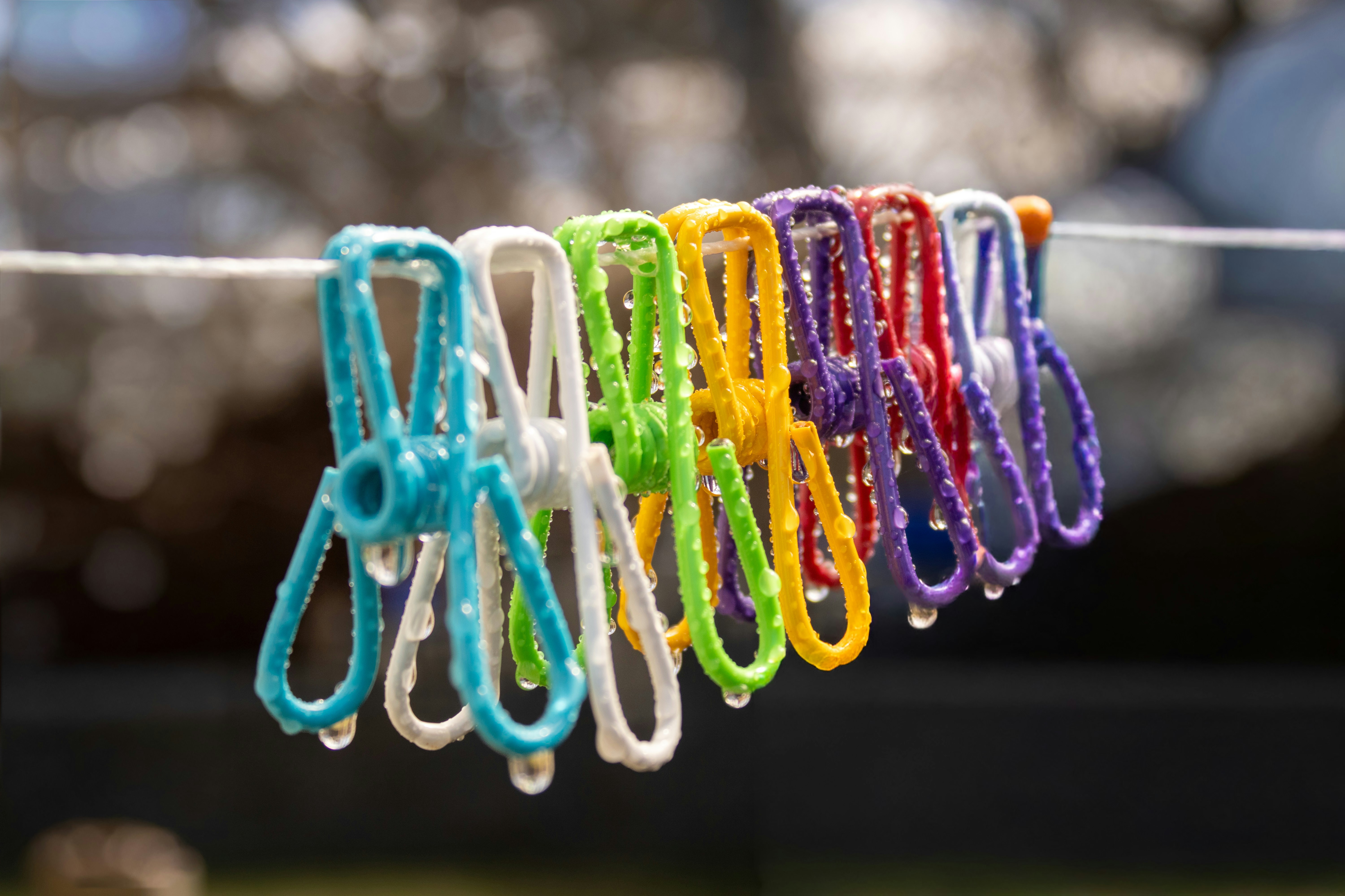 Rainbow Laundry Clamps in Focus